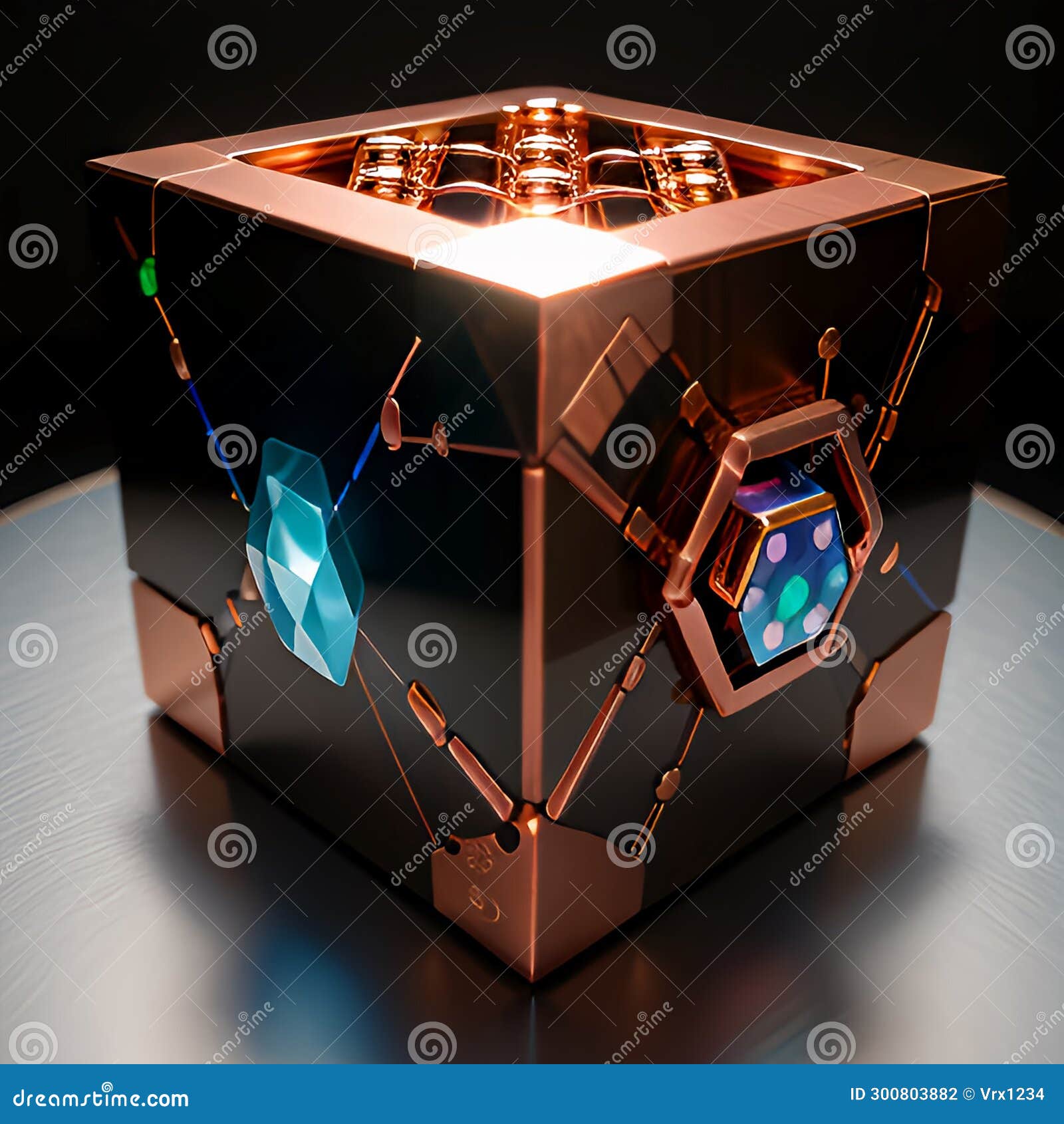 Small Glowing Cube with Circuit Board Pattern. AI Generated Image ...