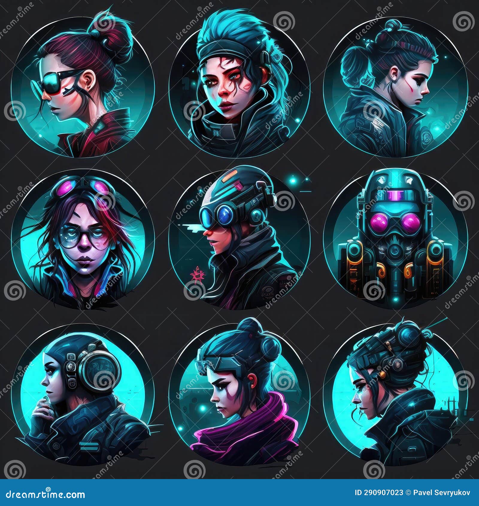 Techno Cyberpunk Character Avatar Ai Generated Stock Illustration ...