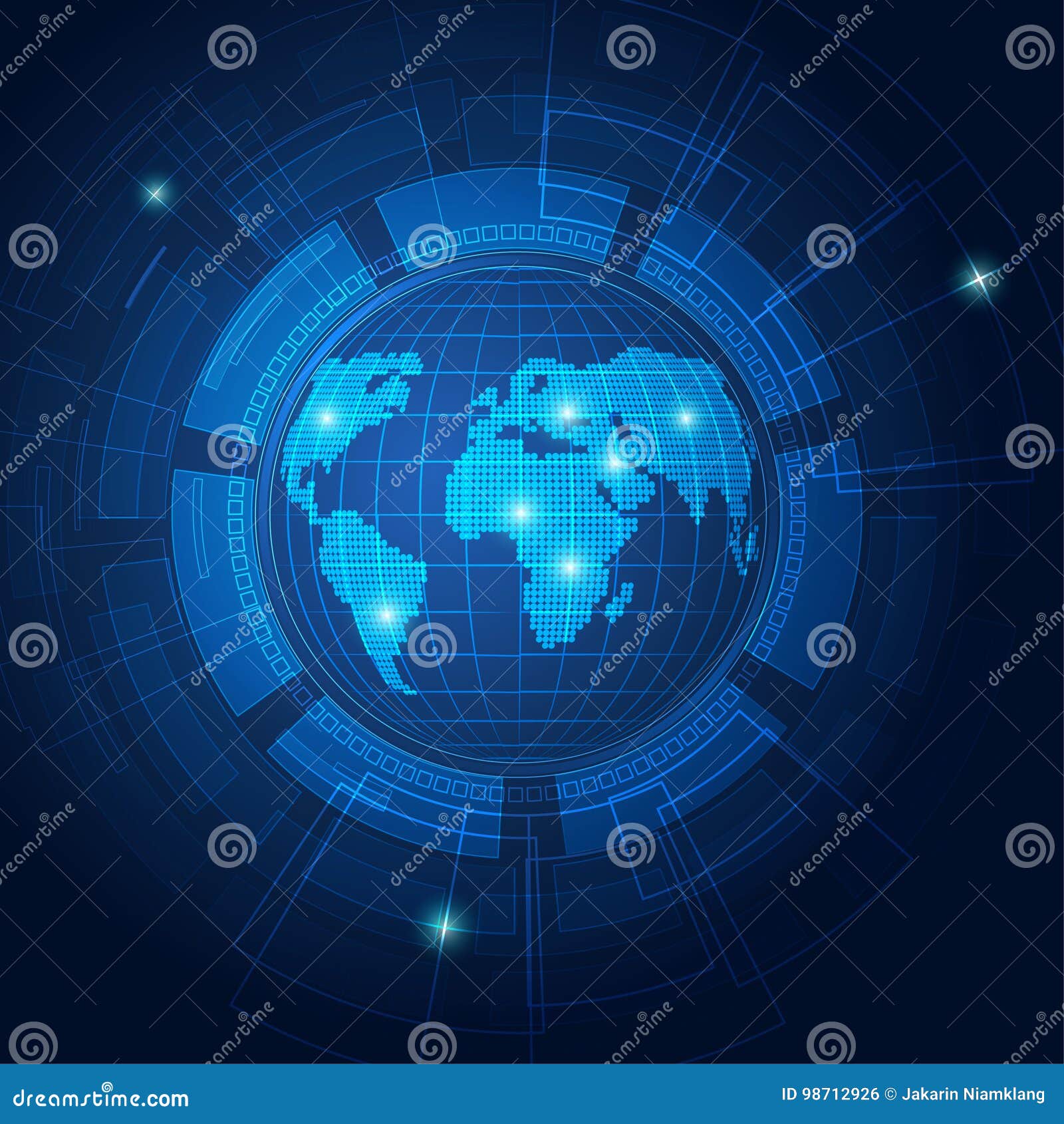 Techno earth stock vector. Illustration of global, detect - 98712926