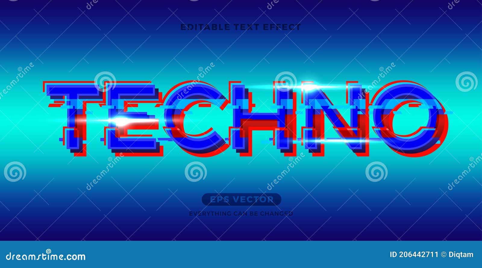 Techno Editable Text Effect Vector Stock Vector - Illustration of ...