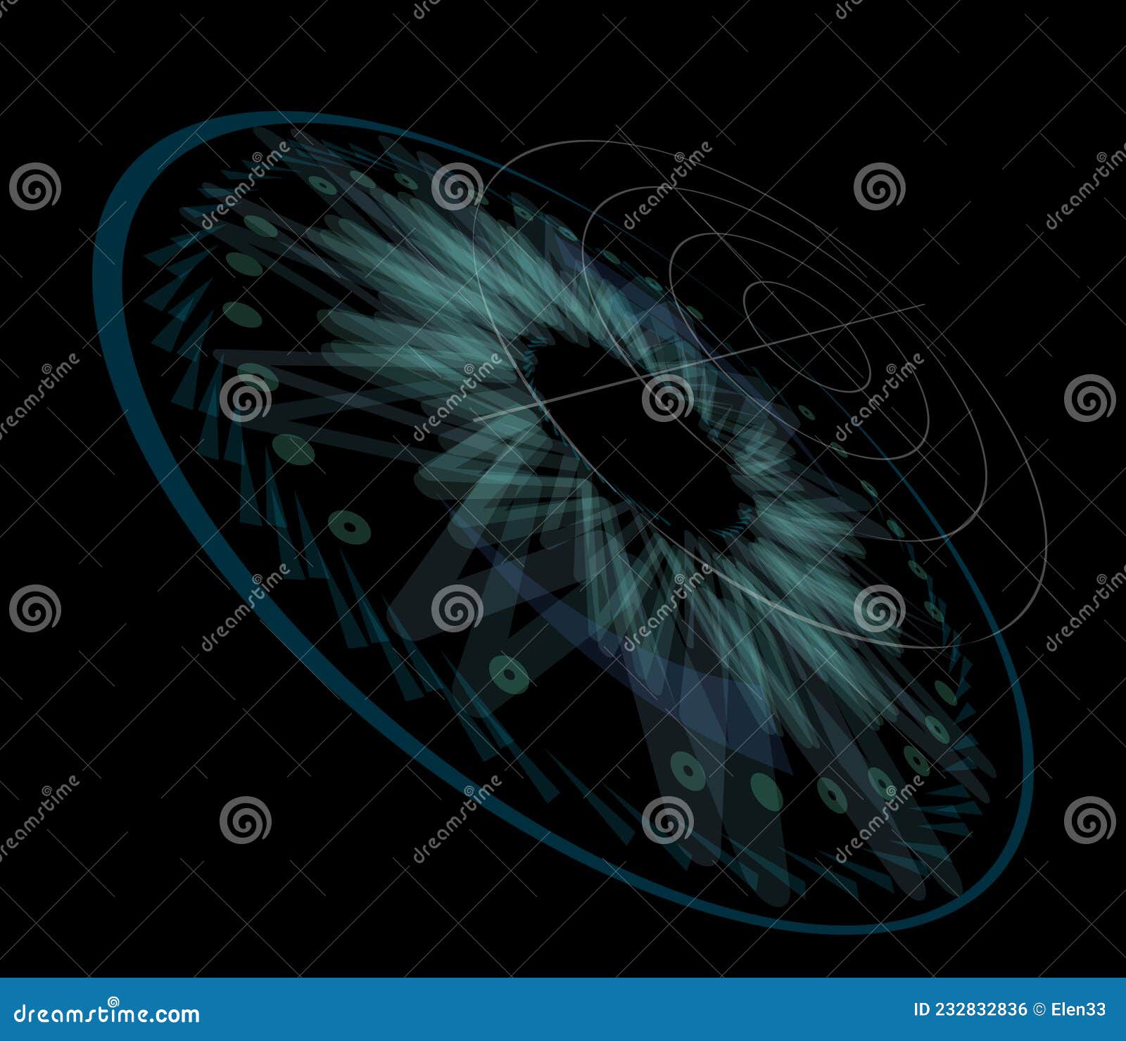Techno Eye Isolated on Black Background in 3d Perspective. Stock Vector ...