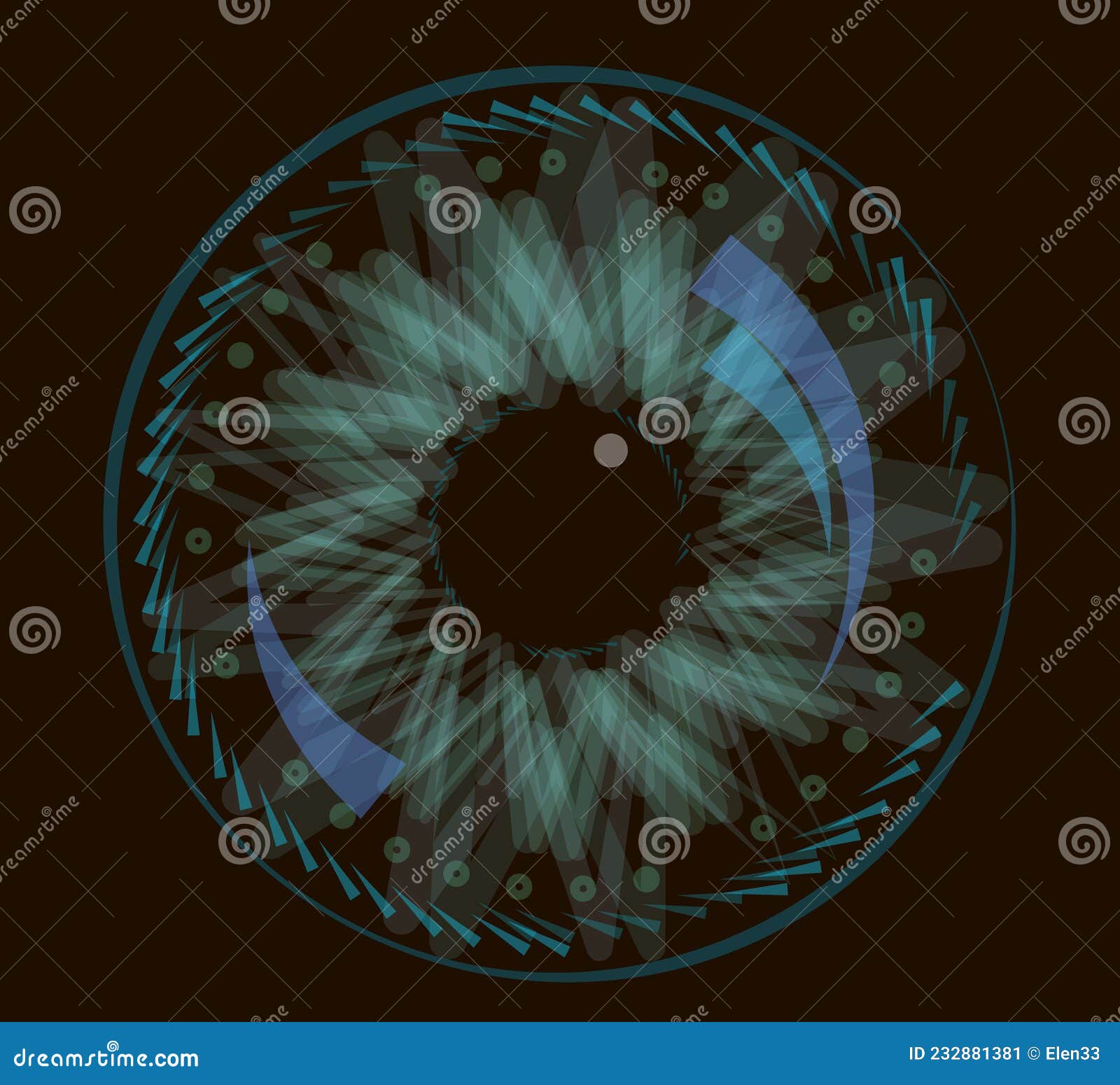 Techno Eye Isolated on Black Background. Stock Illustration ...