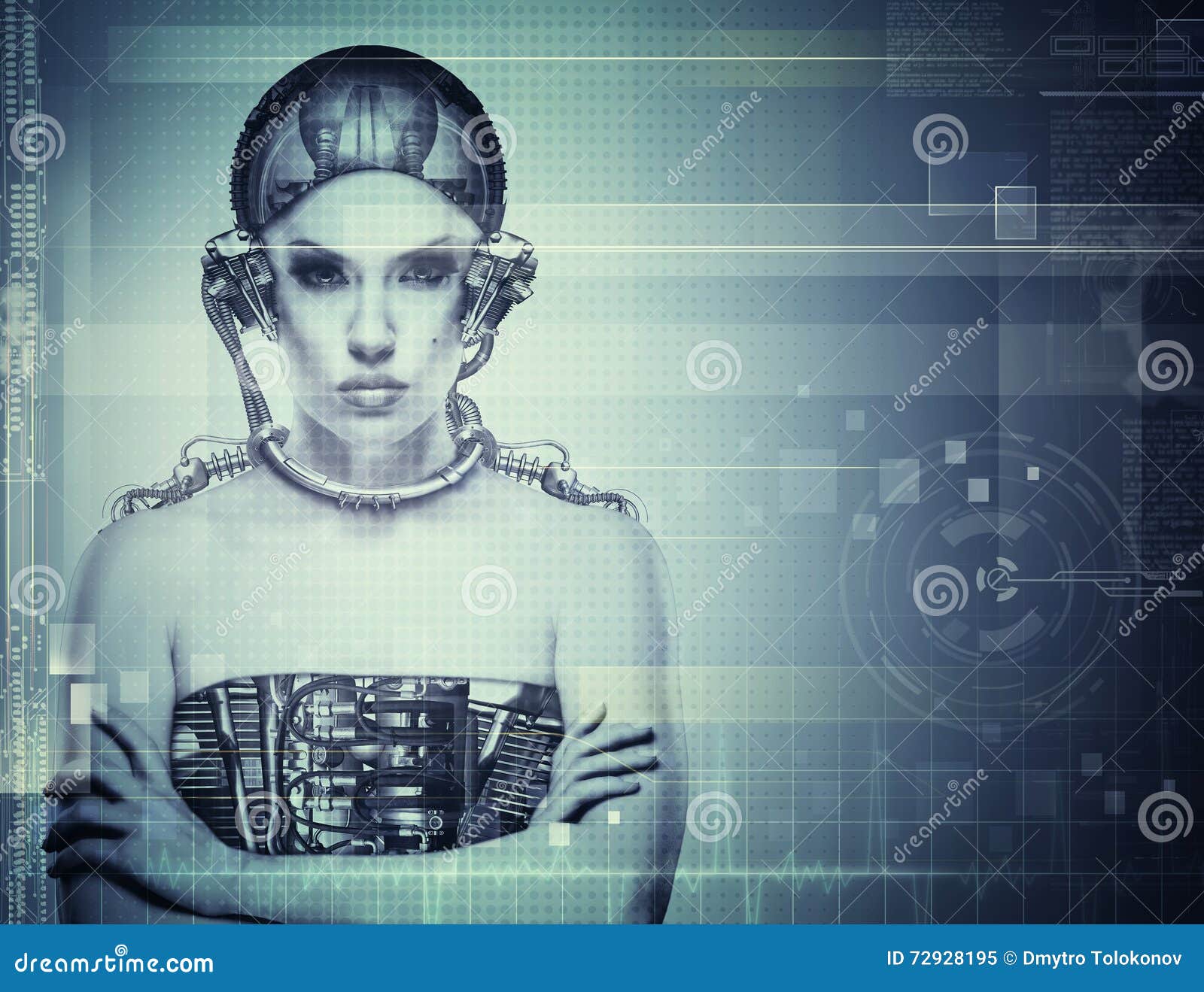 Techno female portrait. stock image. Image of gene, body - 72928195
