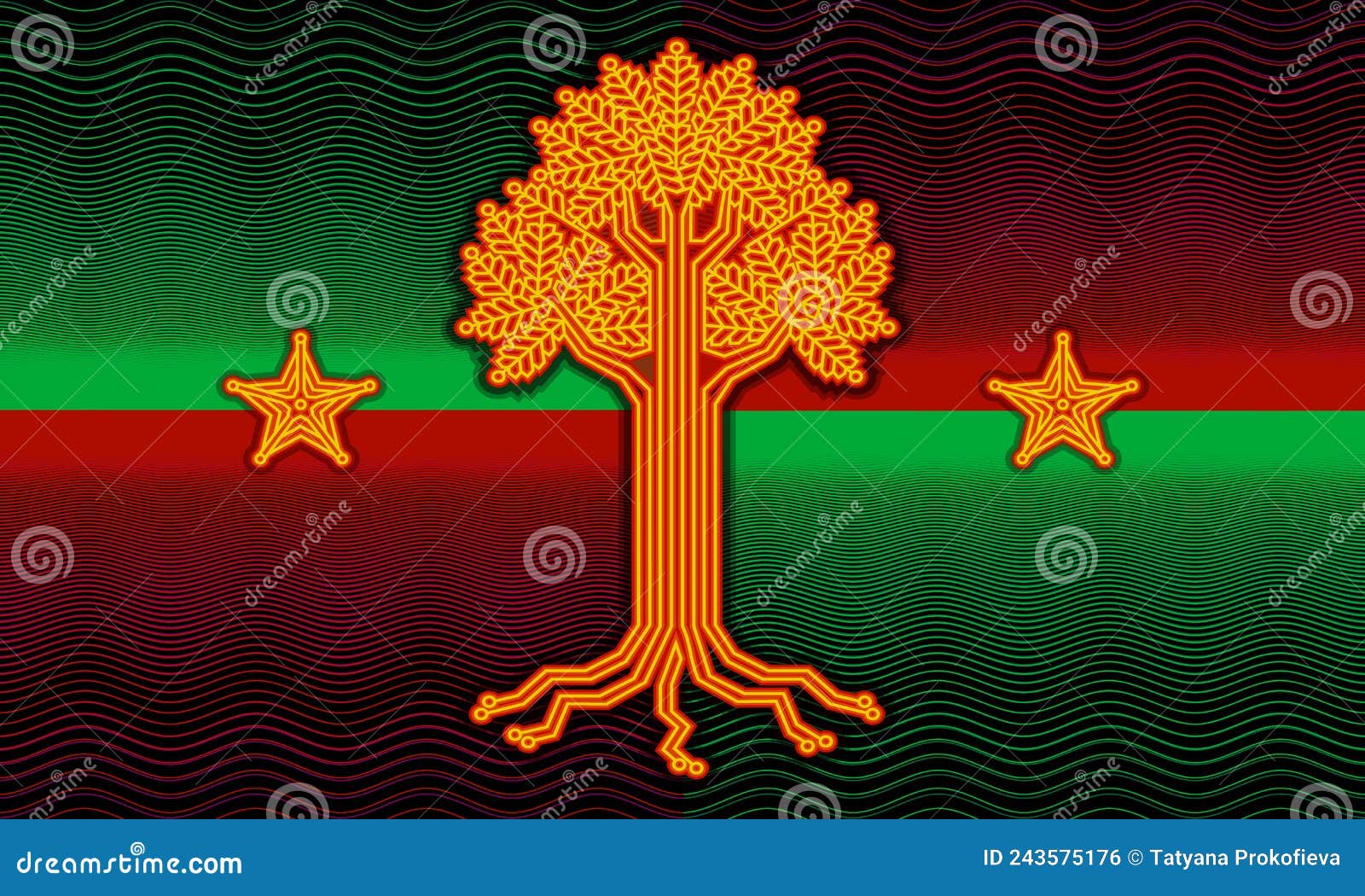 Techno Flag. Neon Colors are Green and Red Stock Illustration ...