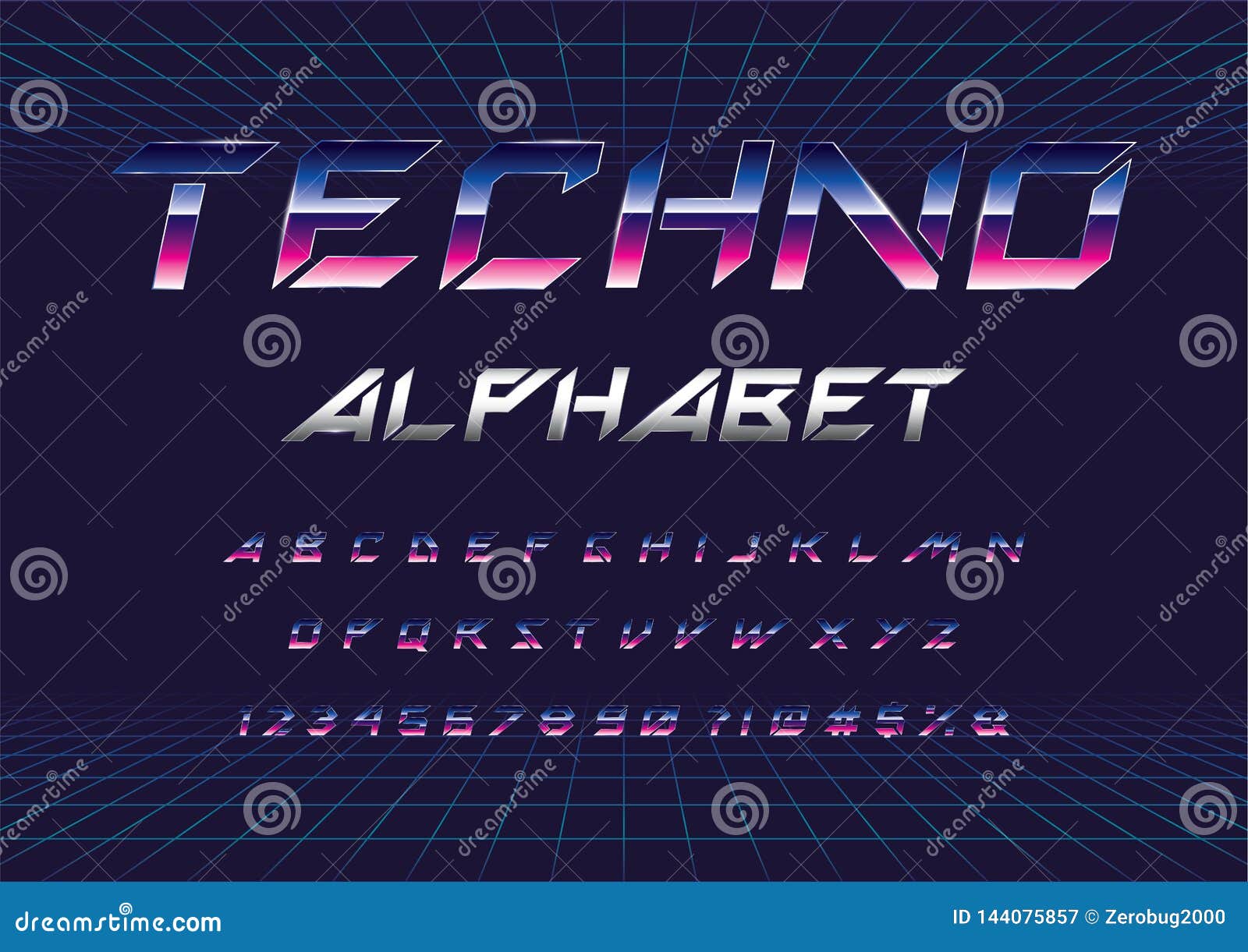 Techno font stock vector. Illustration of abstract, style - 144075857