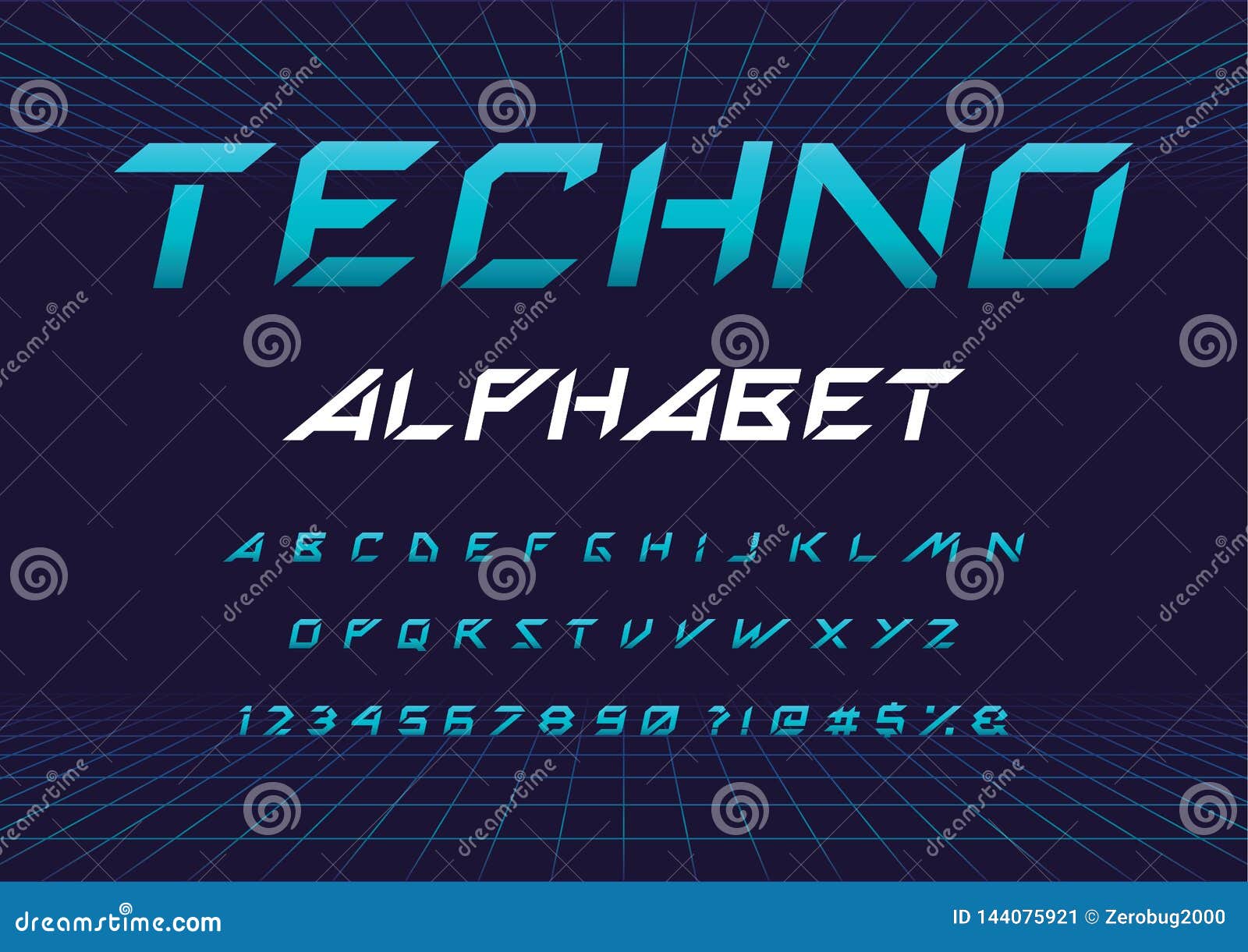 Techno font stock vector. Illustration of bold, poster - 144075921