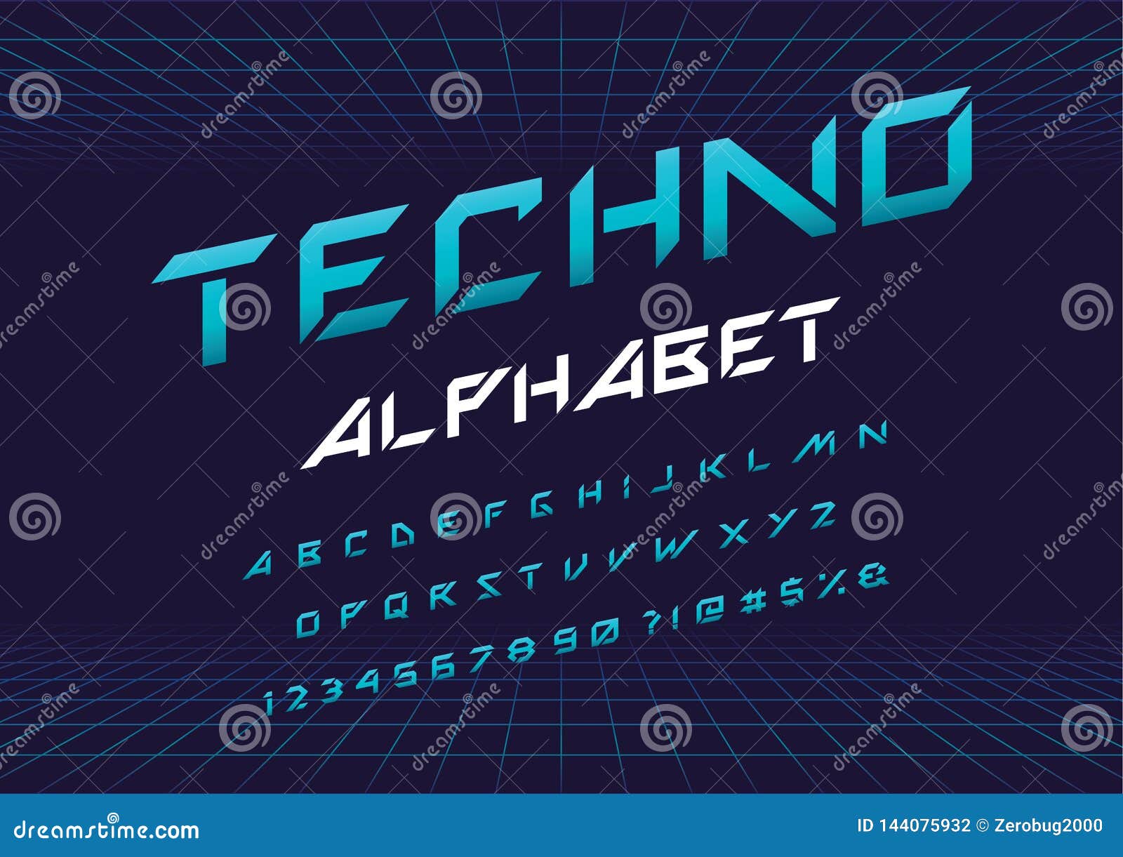 Techno font stock vector. Illustration of superhero - 144075932