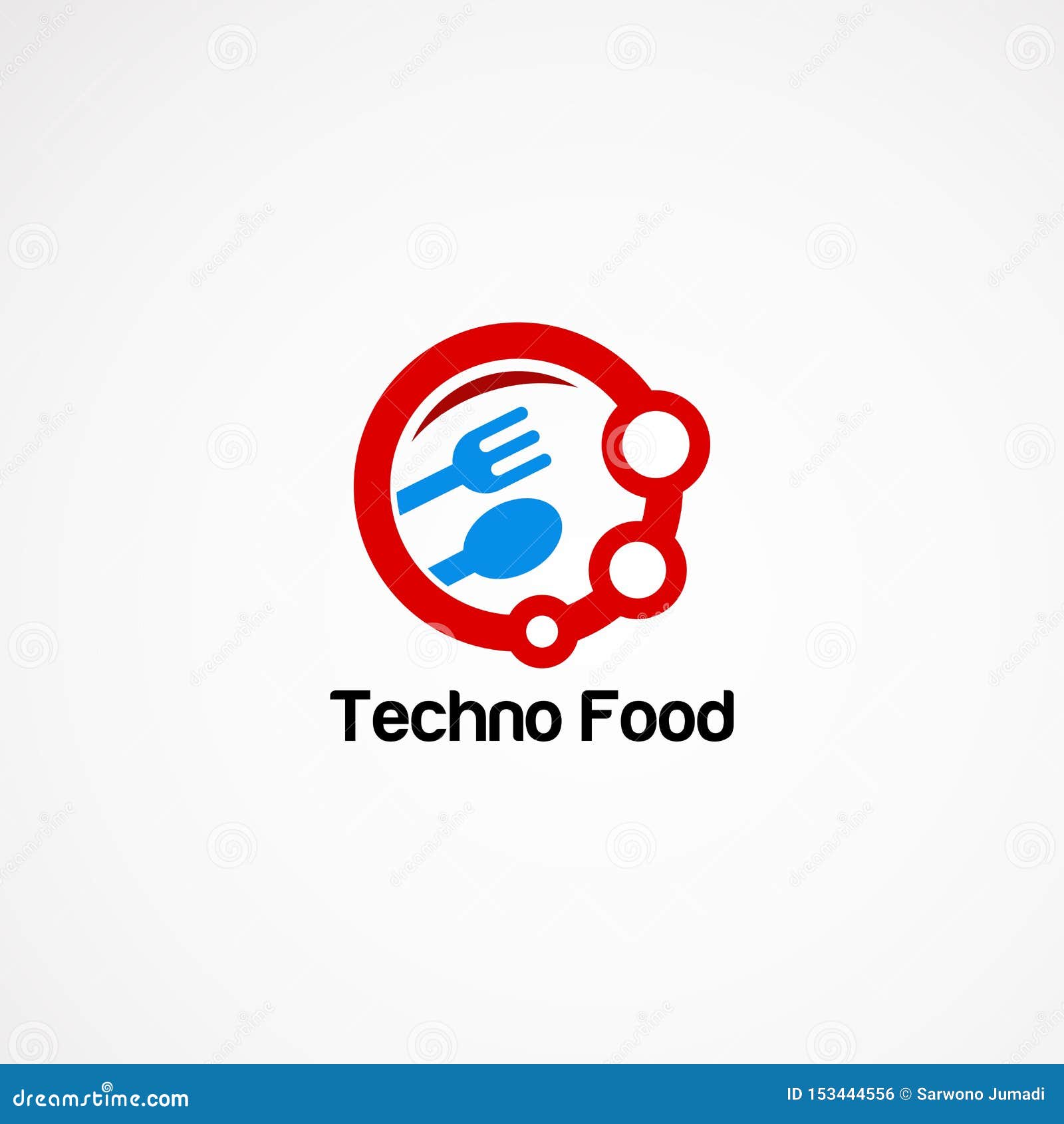Techno Food Logo Vector Designs with Circle Spoon and Fork Stock Vector ...