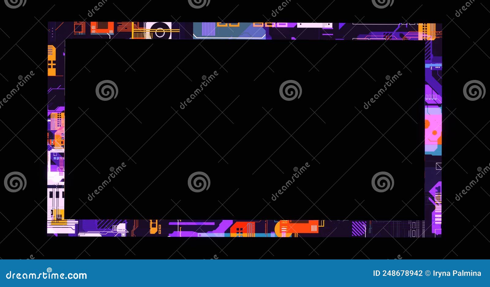 Techno Frame from Circuit Boards and Chips Template Stock Illustration ...
