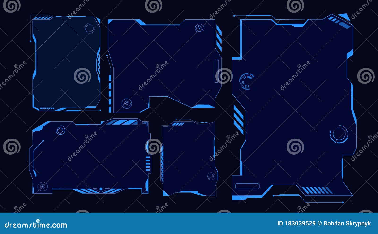 Techno Frame, Interface. Futuristic Virtual Hud Grid Display Blue Ui ...