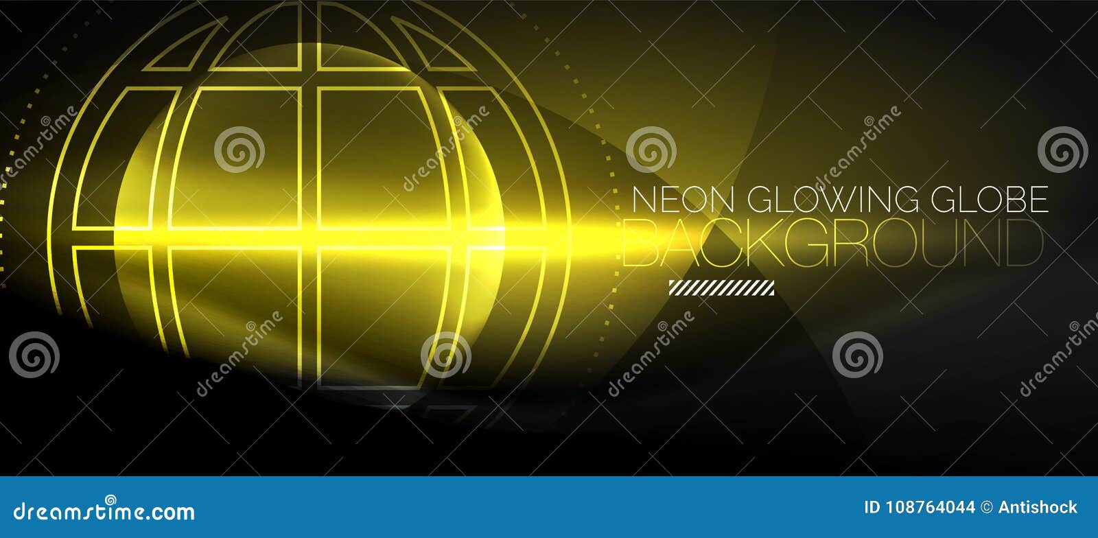 Techno Globe Concept, Neon Glow Planet Stock Vector - Illustration of ...