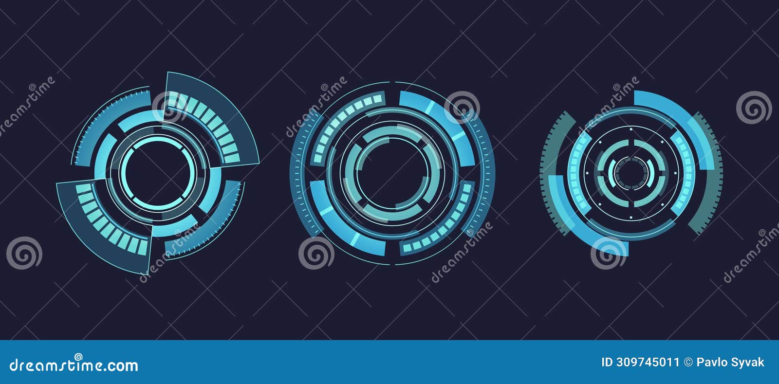 Techno Hi-tech Circles Futuristic Screen Interface Elements. Modern ...