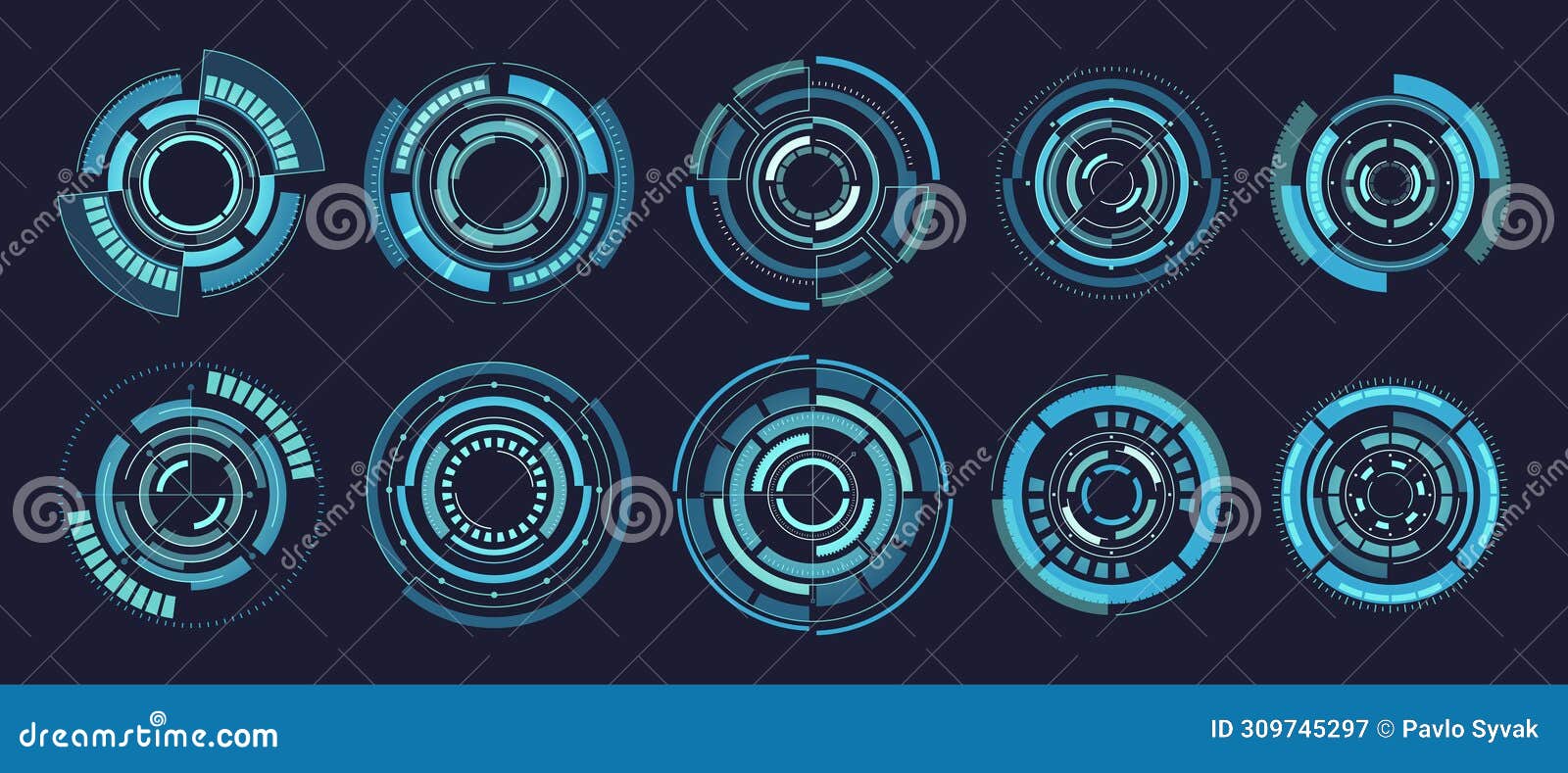 Techno Hi-tech Circles Vector Set. Cutting-edge Technology in a Modern ...