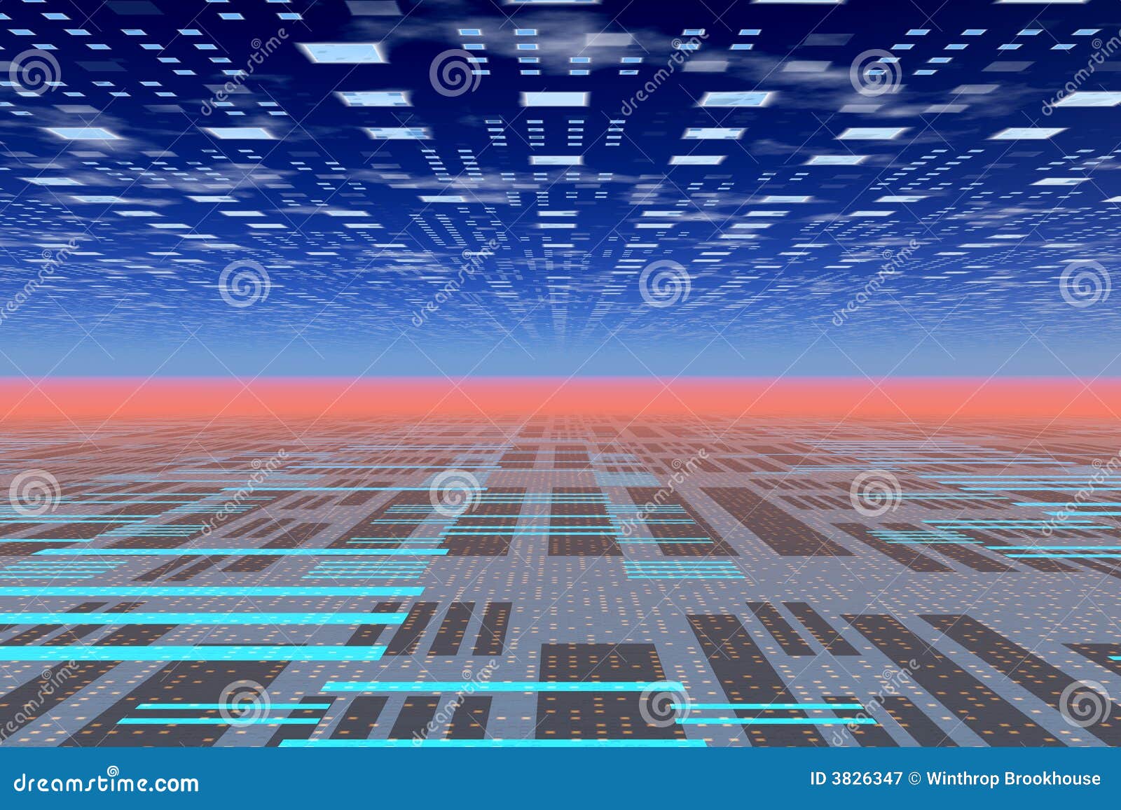 Techno Horizon stock illustration. Illustration of science - 3826347