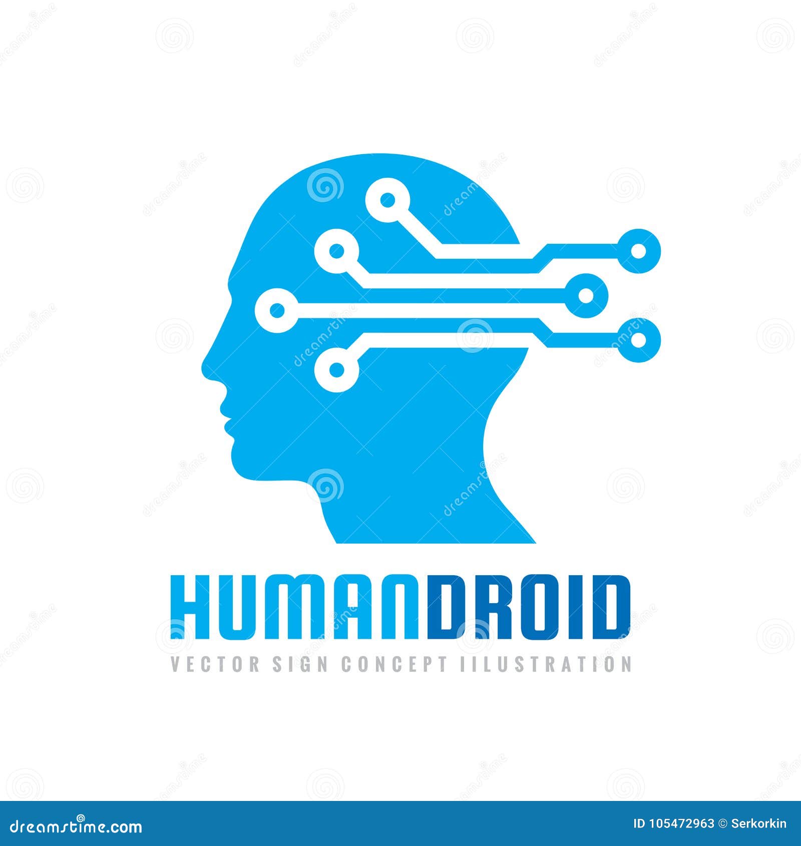 Techno Human Droid Head Vector Logo Concept Illustration. Creative Idea ...