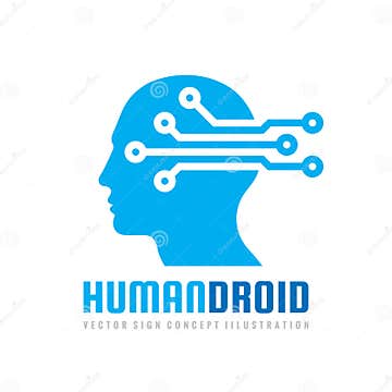 Techno Human Droid Head Vector Logo Concept Illustration. Creative Idea ...