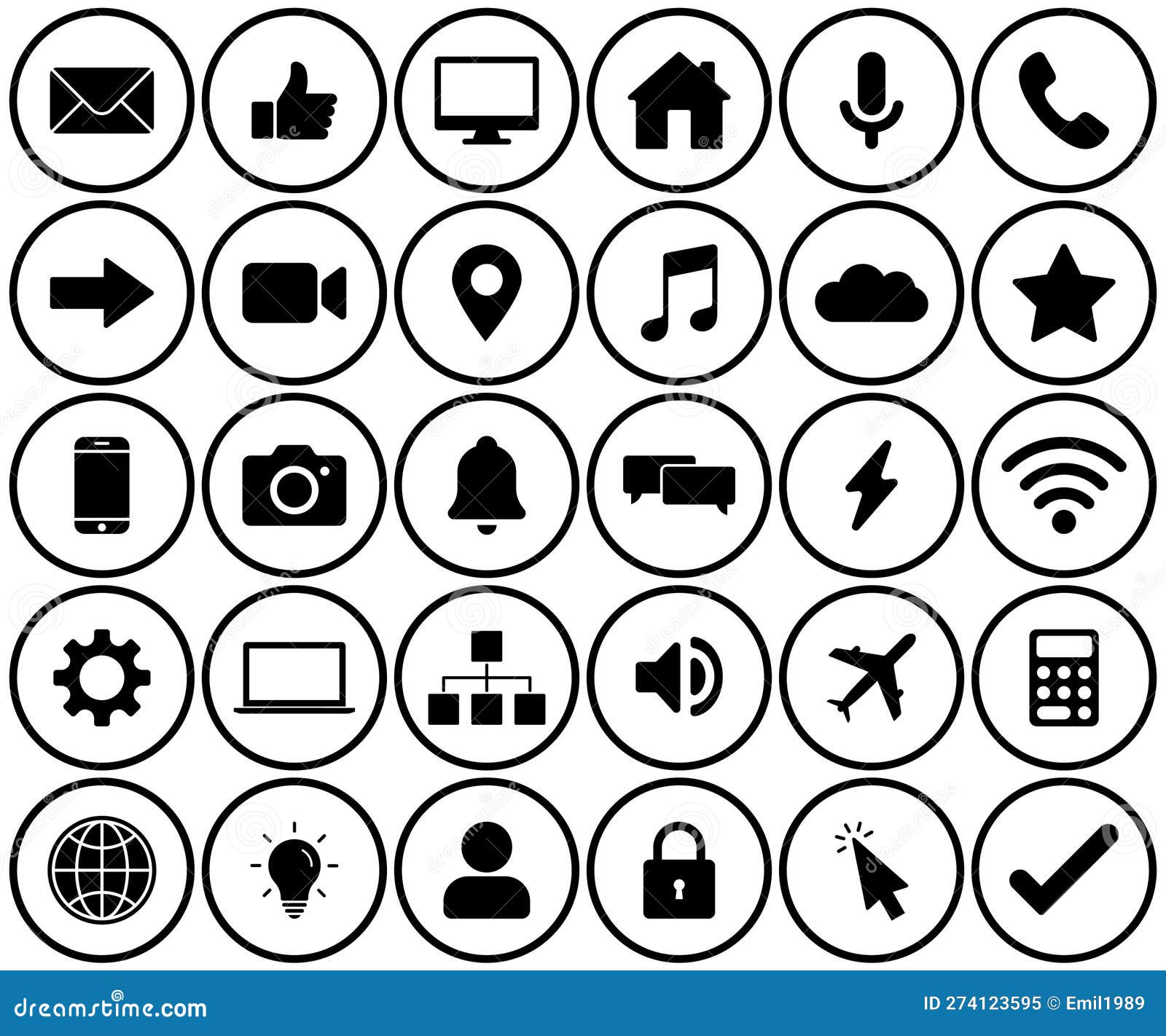Techno Icon Set Simple Design Stock Illustration - Illustration of ...