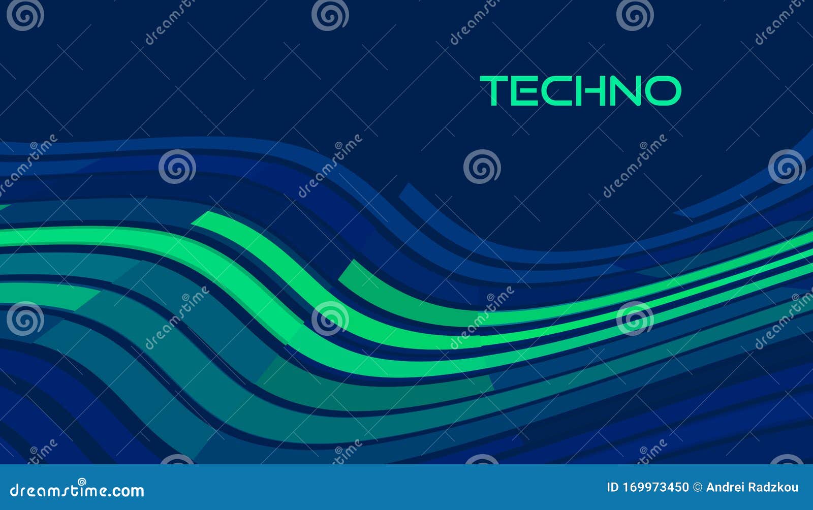Techno Image. Template with Tech Wave on Dark Blue. Vector Graphics ...