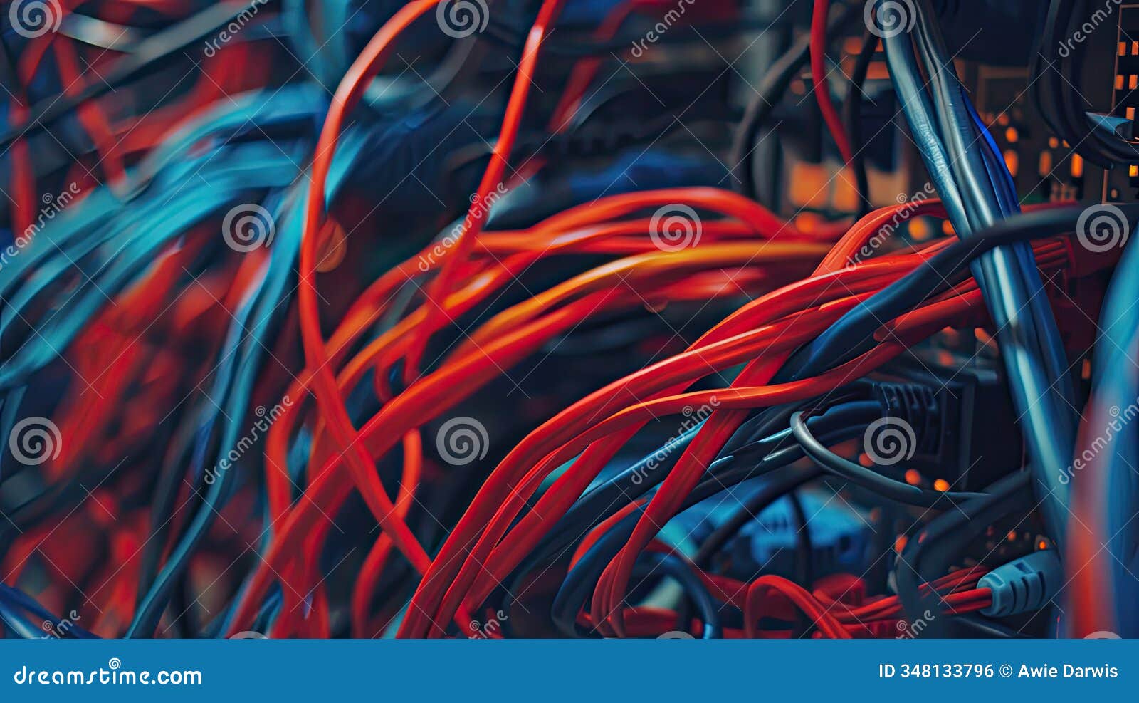 Techno Jungle of Computing Wires Stock Photo - Image of cable, tower ...