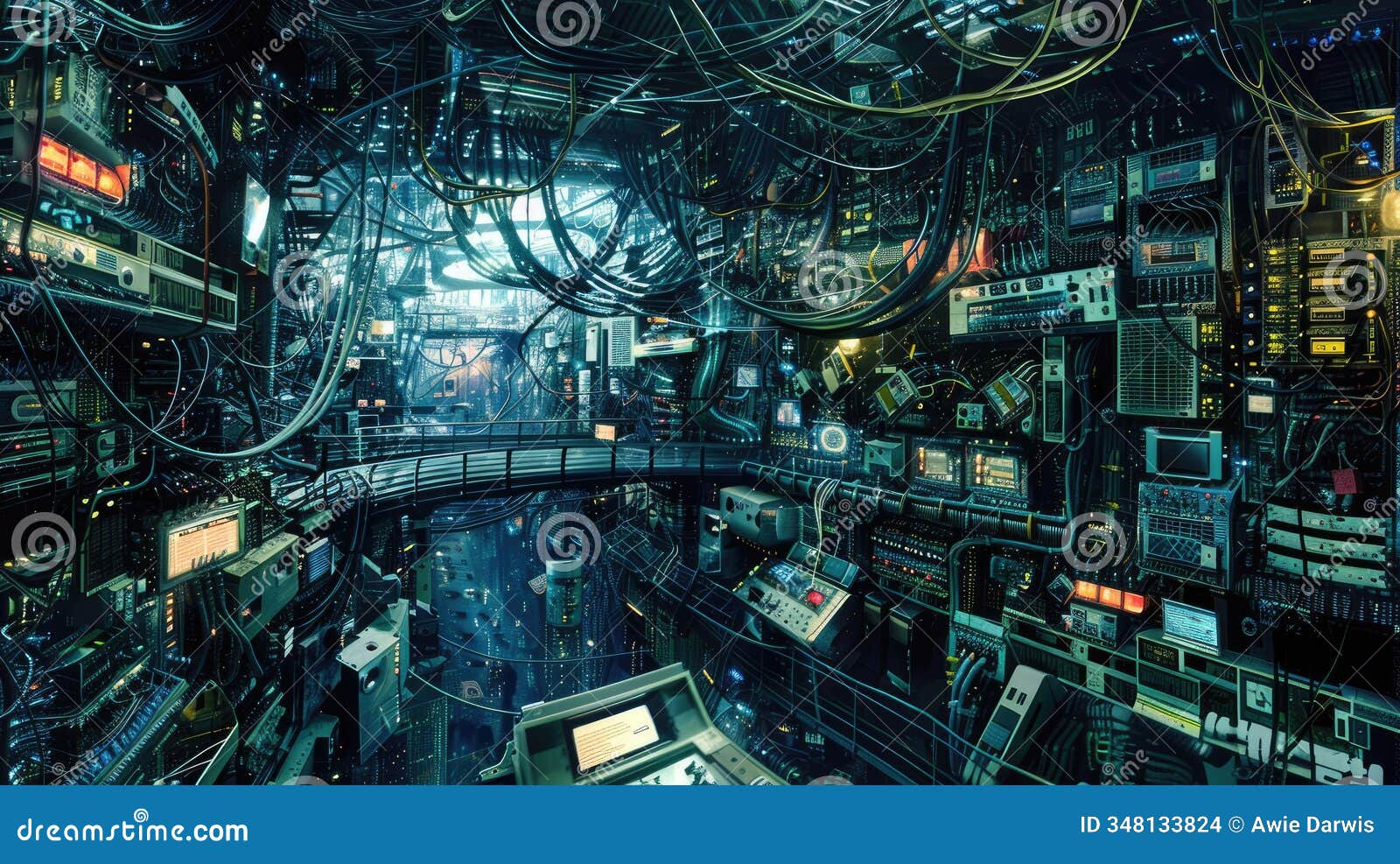 Techno Jungle of Computing Wires Stock Photo - Image of mountain, wire ...