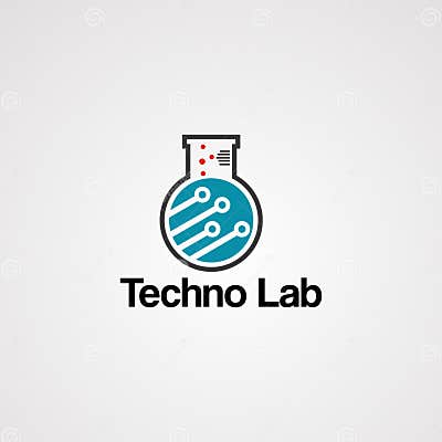 Techno Lab Logo Vector, Concept with Circuit Electron, Element,icon ...