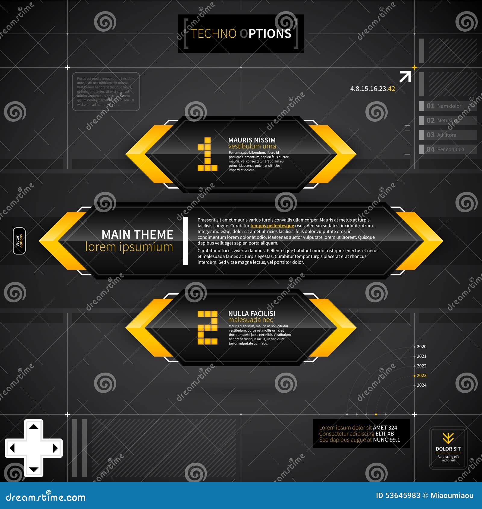 Techno Layout with Main Theme Banner and Two Options Stock Vector ...