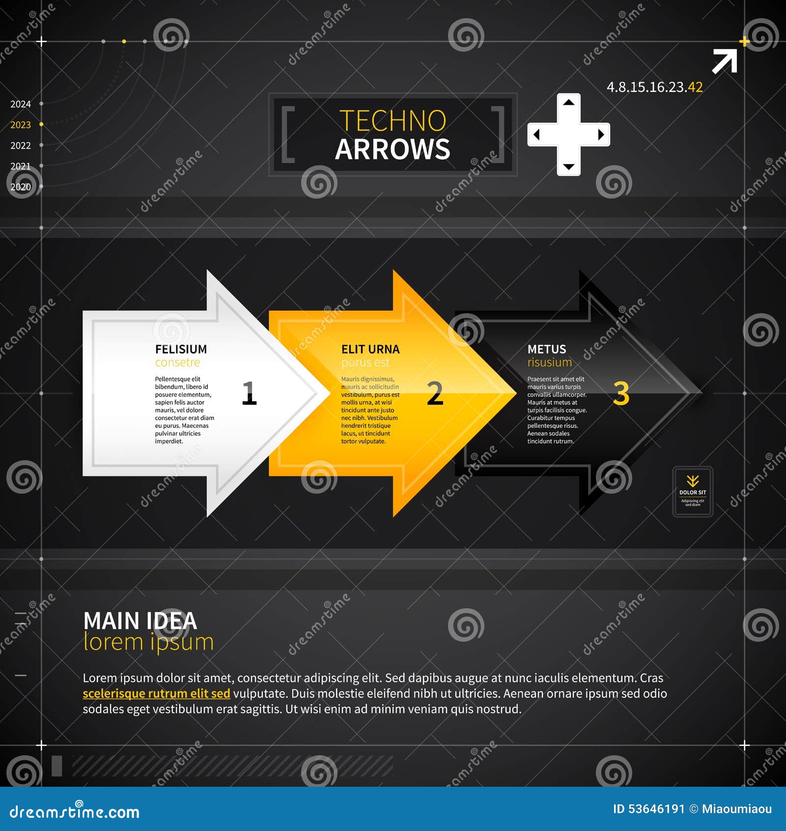 Techno Layout with Three Arrows Stock Vector - Illustration of info ...