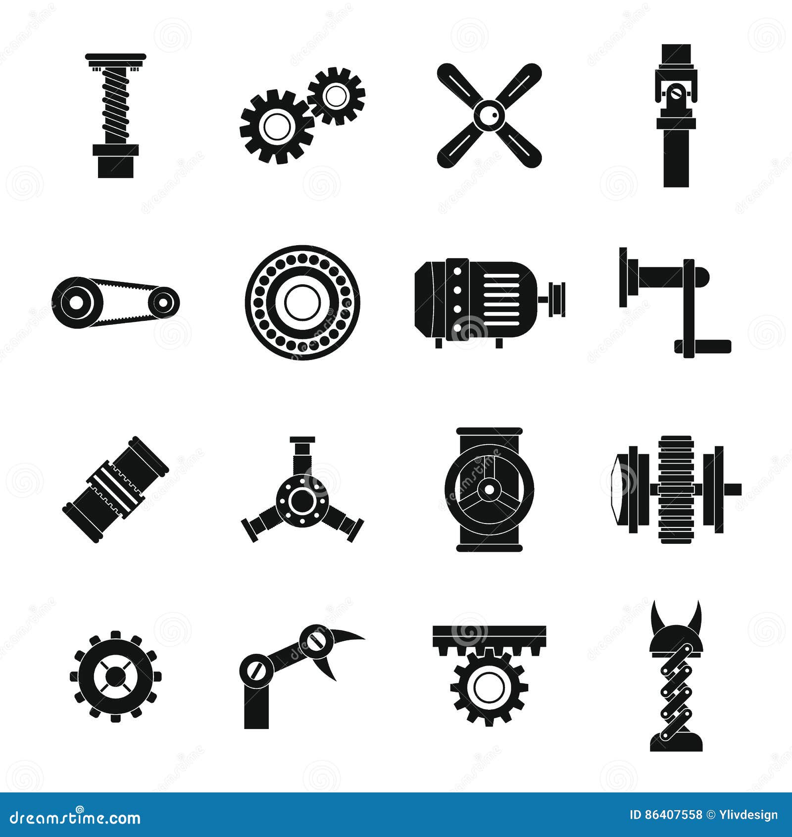Techno Mechanisms Kit Icons Set, Simple Style Stock Vector ...