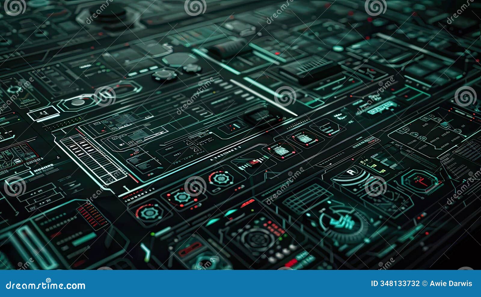 Techno Schematics on Futuristic Grid Stock Illustration - Illustration ...