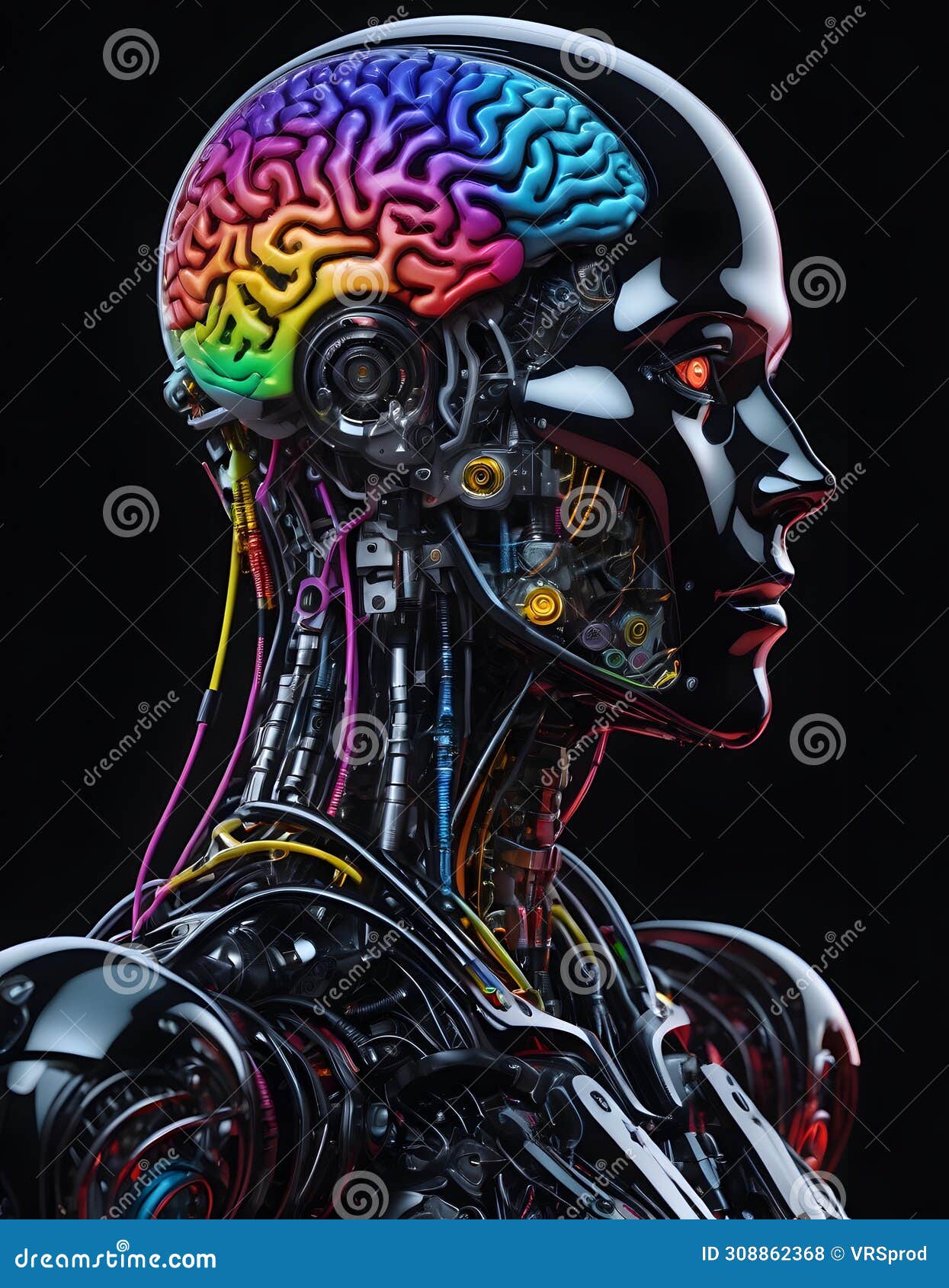 Techno Symphony in Robotic Mind AI Generated Stock Photo - Image of ...