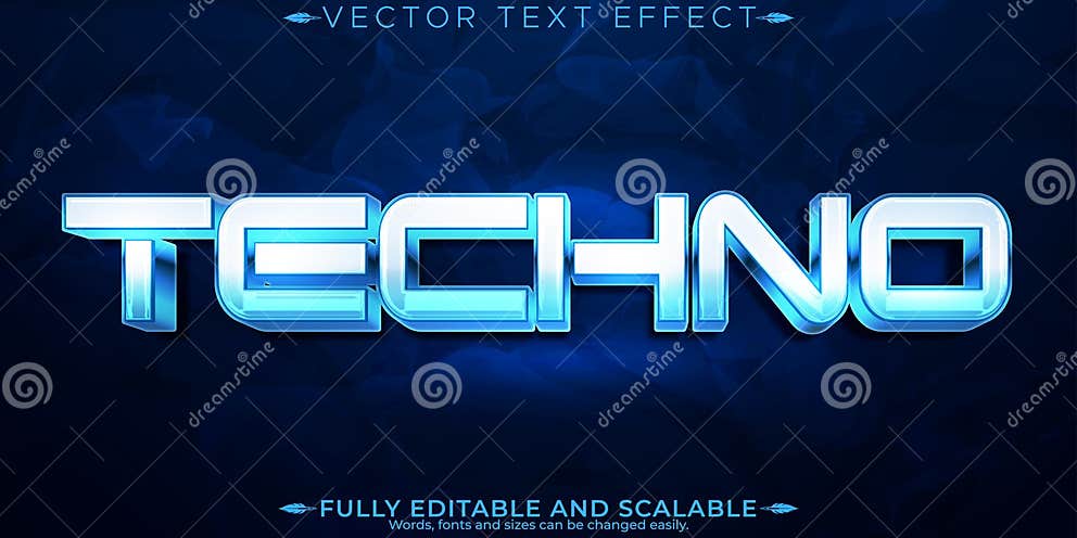 Techno Text Effect, Editable Robot and Machine Text Style Stock Vector ...