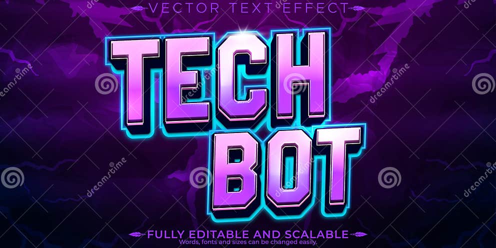 Techno Text Effect, Editable Robot and Machine Text Style Stock Vector ...