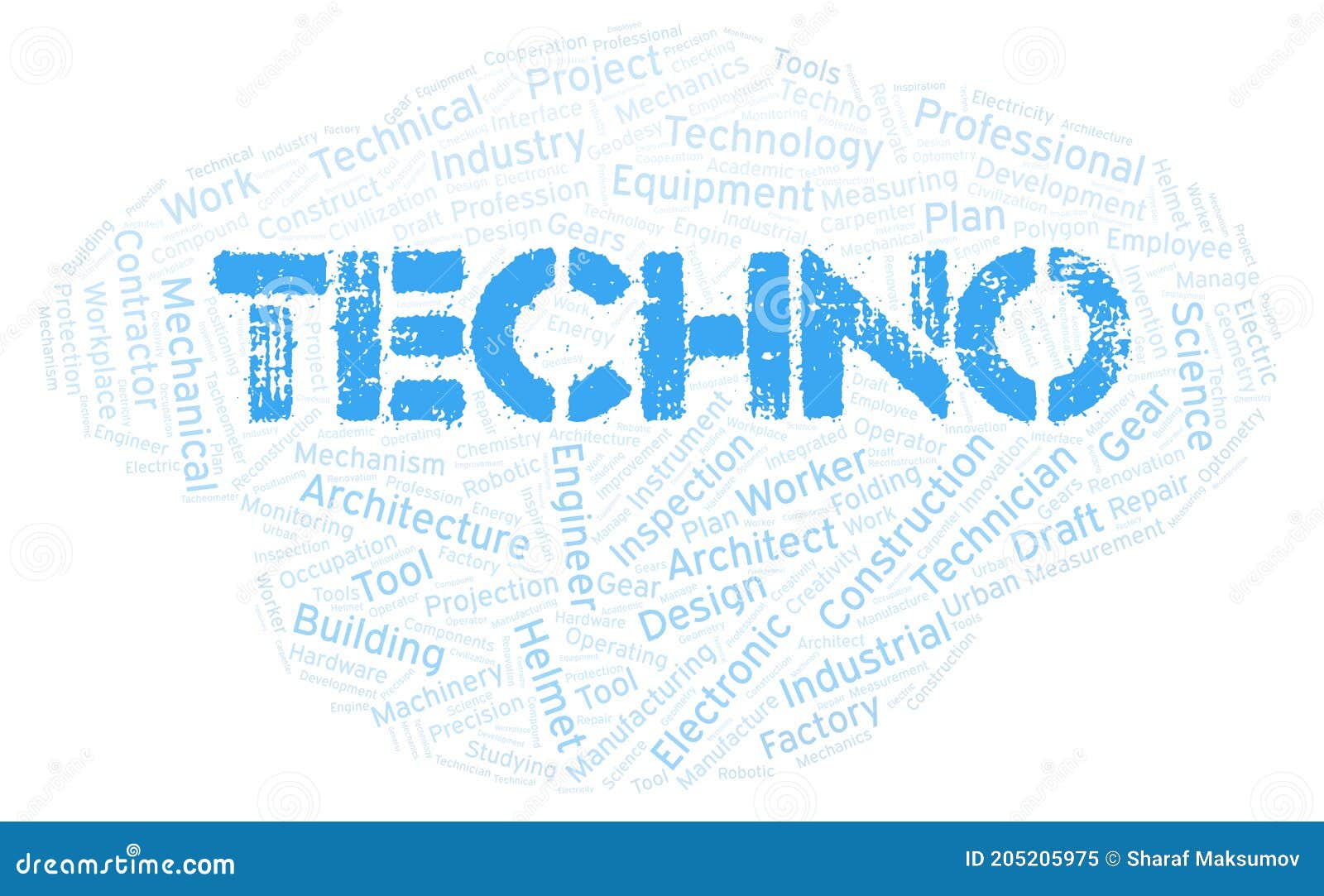 Techno Typography Word Cloud Create with the Text only Stock ...