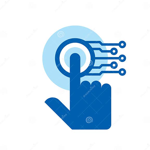 Techno - Vector Logo Template Concept Illustration. Human Hand Touch ...