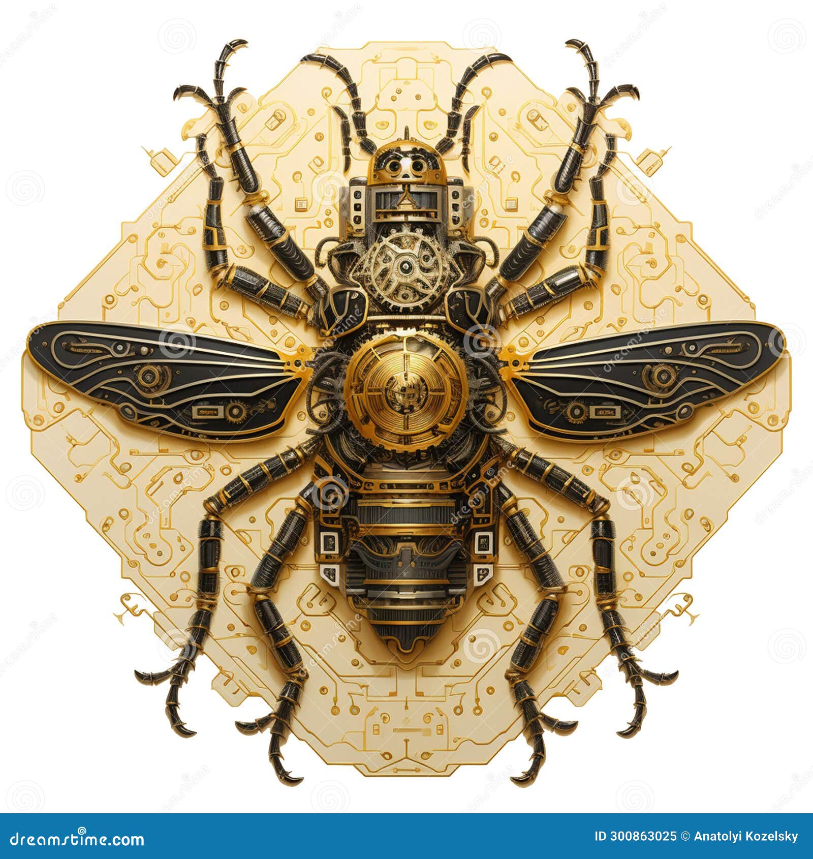 Microchip in the Form of a Mechanical Insect Fly. Stock Illustration ...