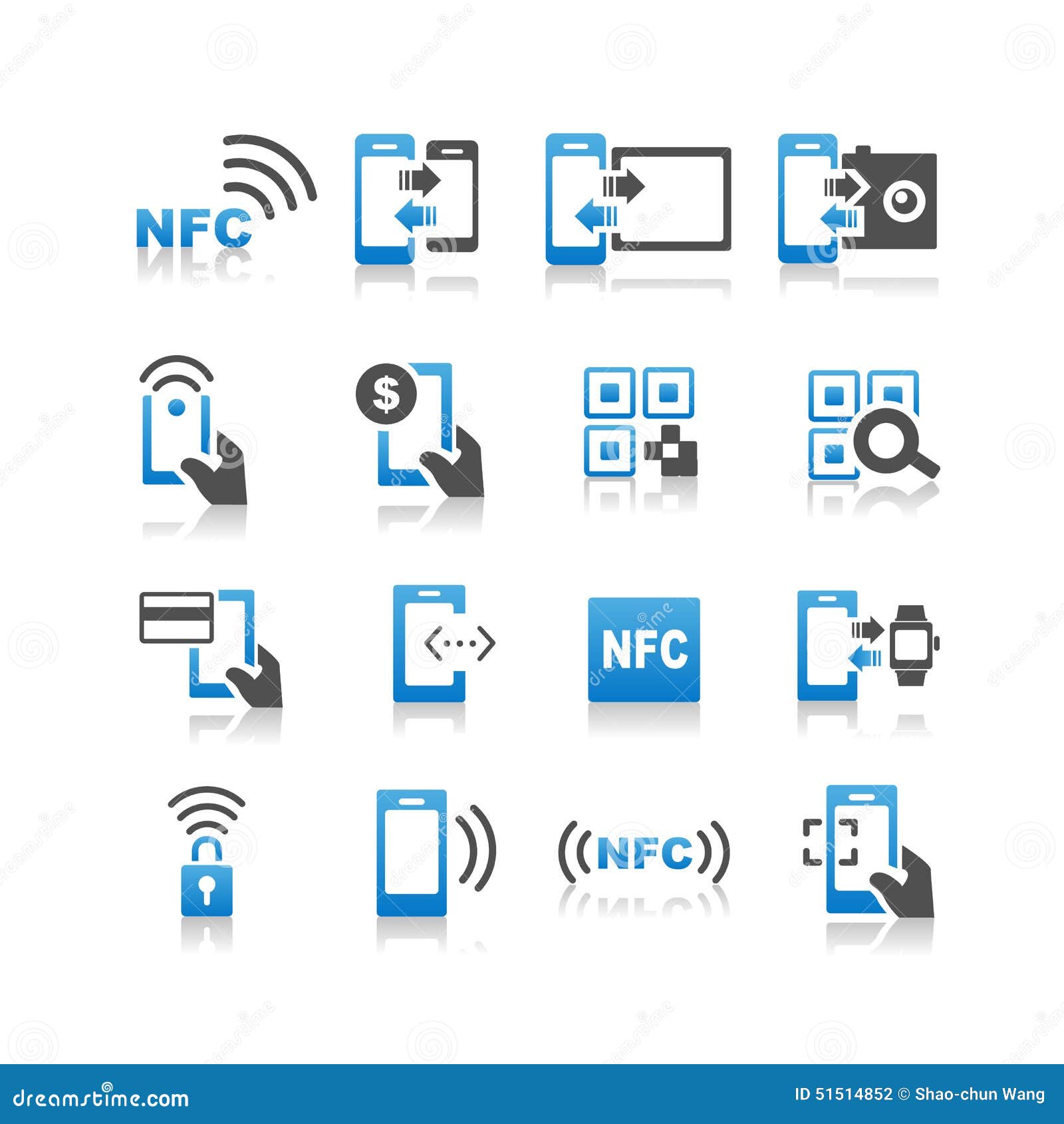 Technolgy Het Pictogramreeks Van NFC Vector Illustratie - Illustration ...