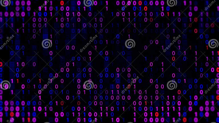 Technologic Background with Representation of Binary Code. Animation. Binary Digits 1 and 0 in ...