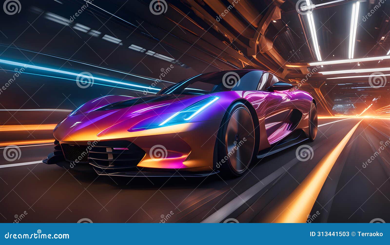 Technological Abstract Background with Racing Car, Modern Car ...