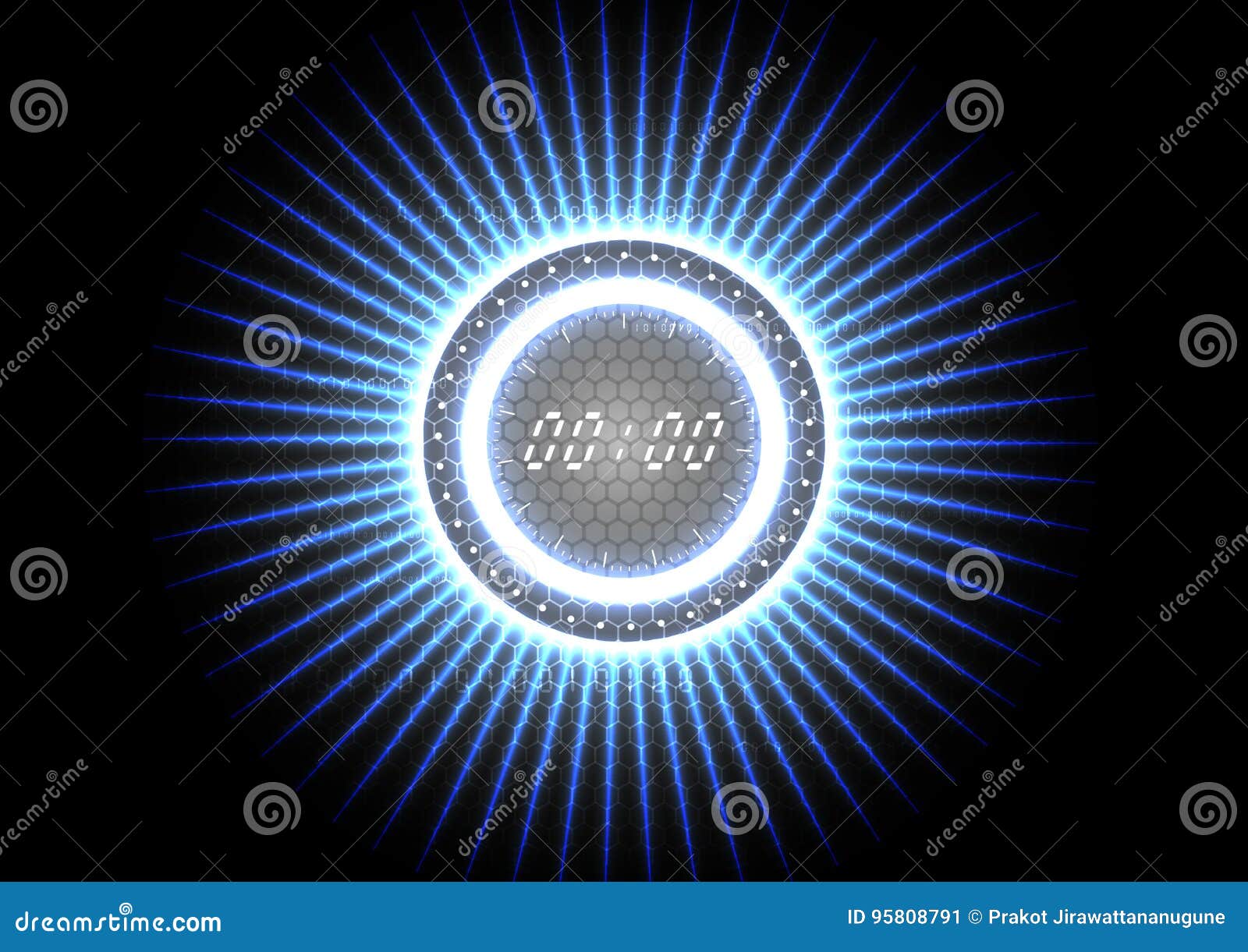 Technological Abstract Modern Splash Blue Light Clock Interface Stock ...