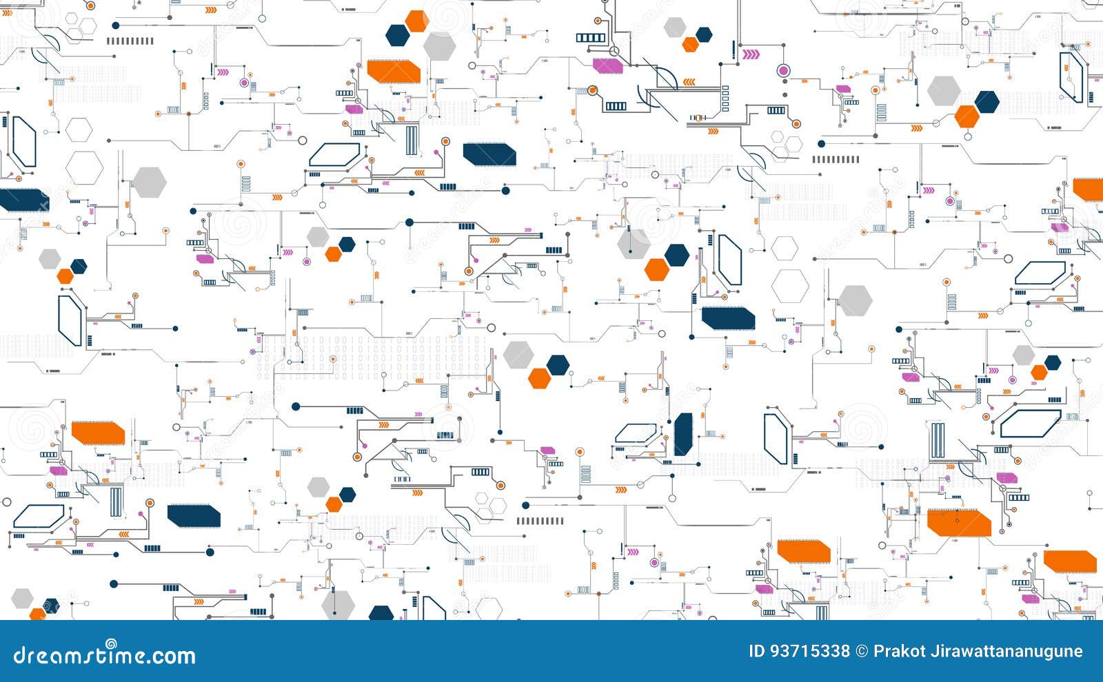 Technological Abstract Technical Digital Element Board Full Back Stock ...