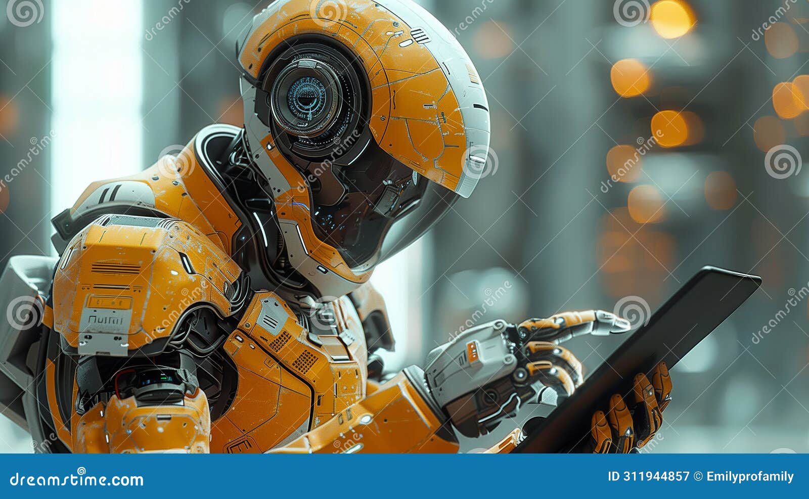 Technological Advancement: Futuristic Android Illustrates Efficient ...