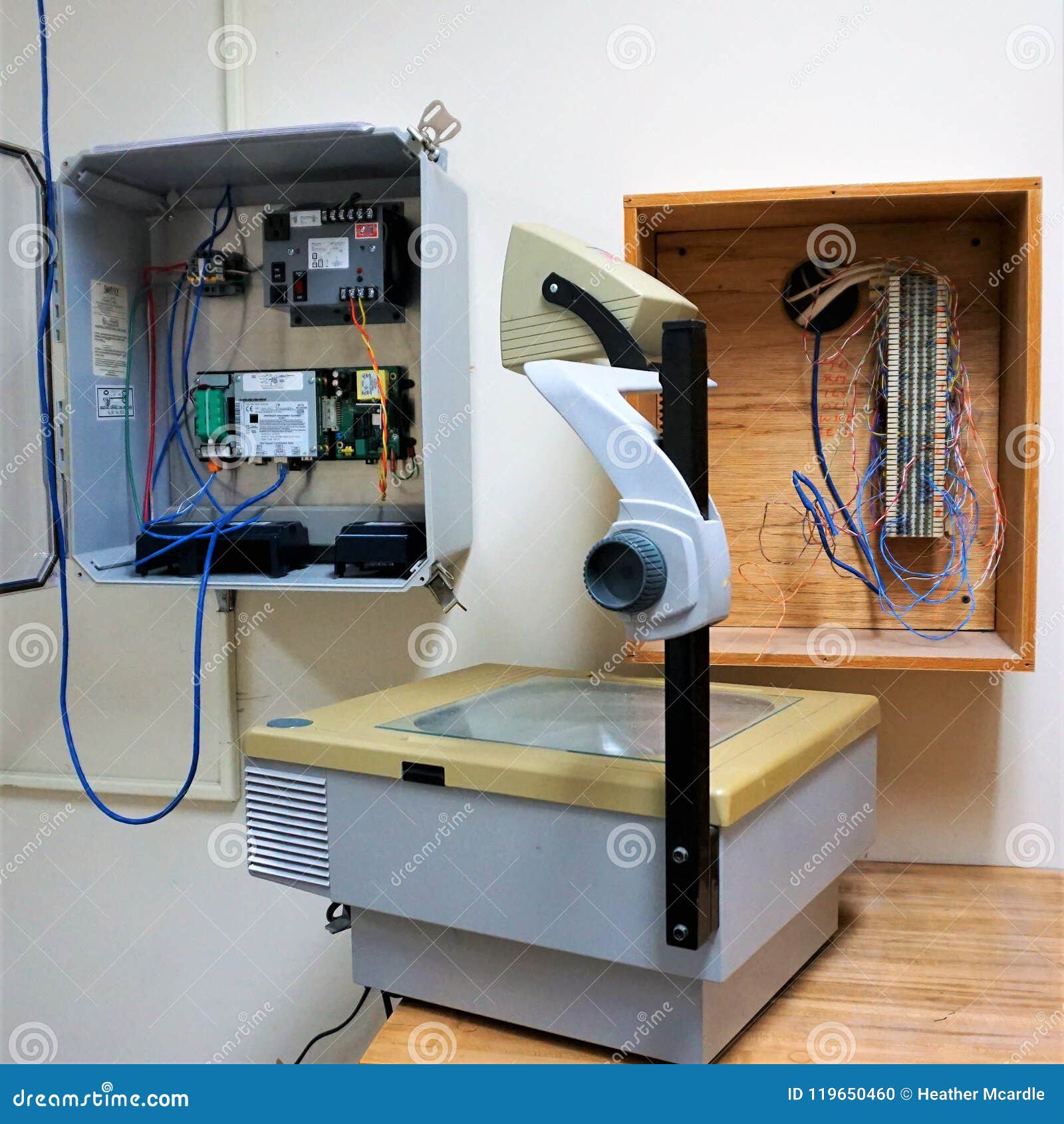 Projector With Plastic Case Installed On Ceiling In Room Royalty-Free ...