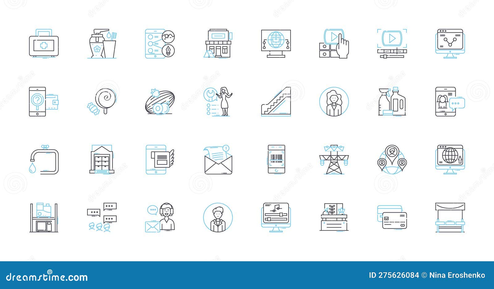 Technological Aids Linear Icons Set. Augmented, Virtual, Connected ...