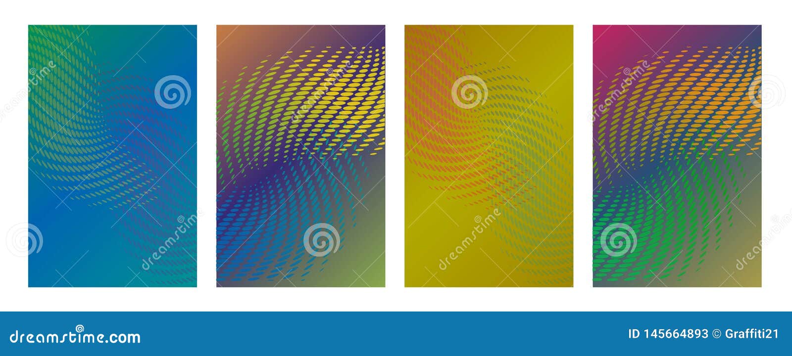 Technological Annual Report Design Vector Collection. Halftone Grid ...