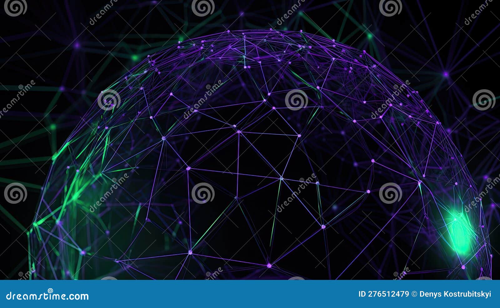 Technological Background with Blue Light Sphere and Abstract Synapses ...