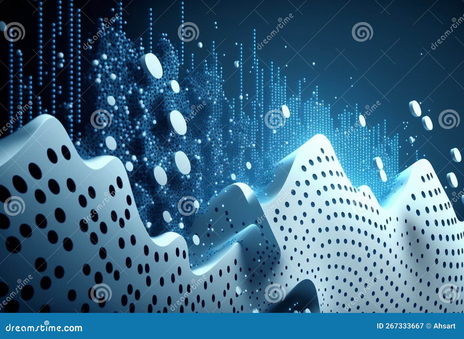 Technological Background with 3d Particles of Blue Color Stock ...