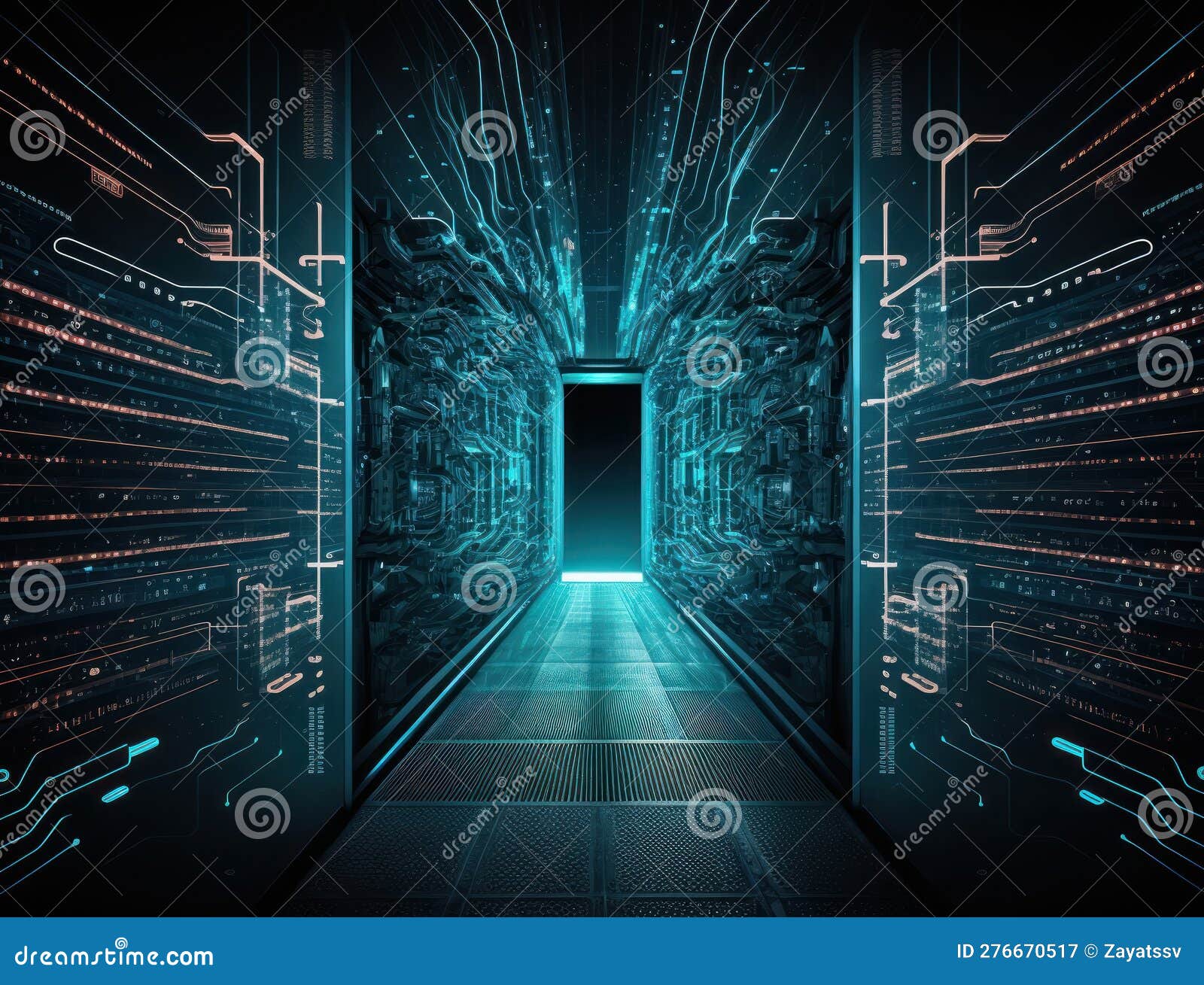 Technological Background Data Transmission Channel. Motion of Digital ...