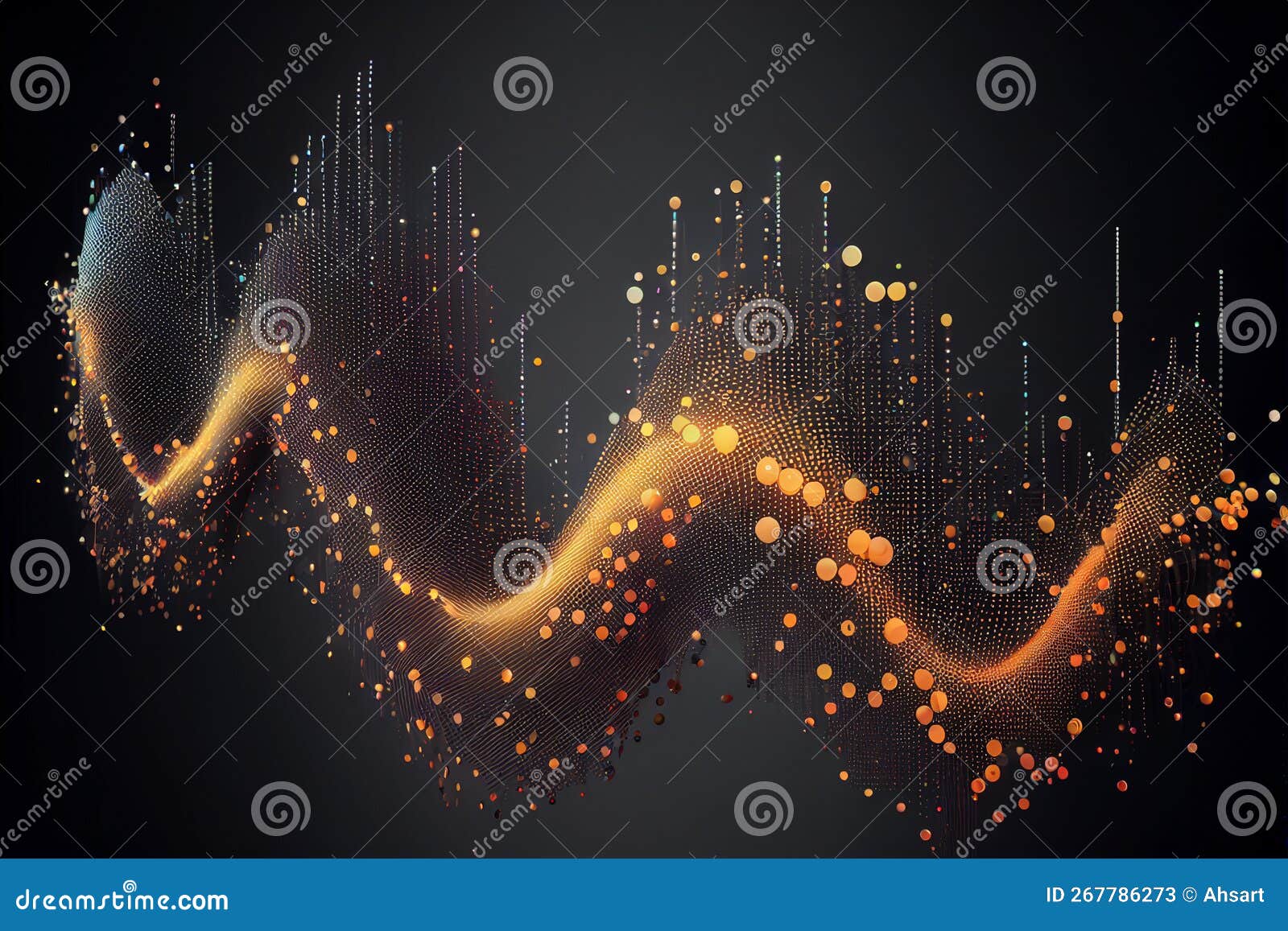 Technological Background with Orange Particles Stock Illustration ...
