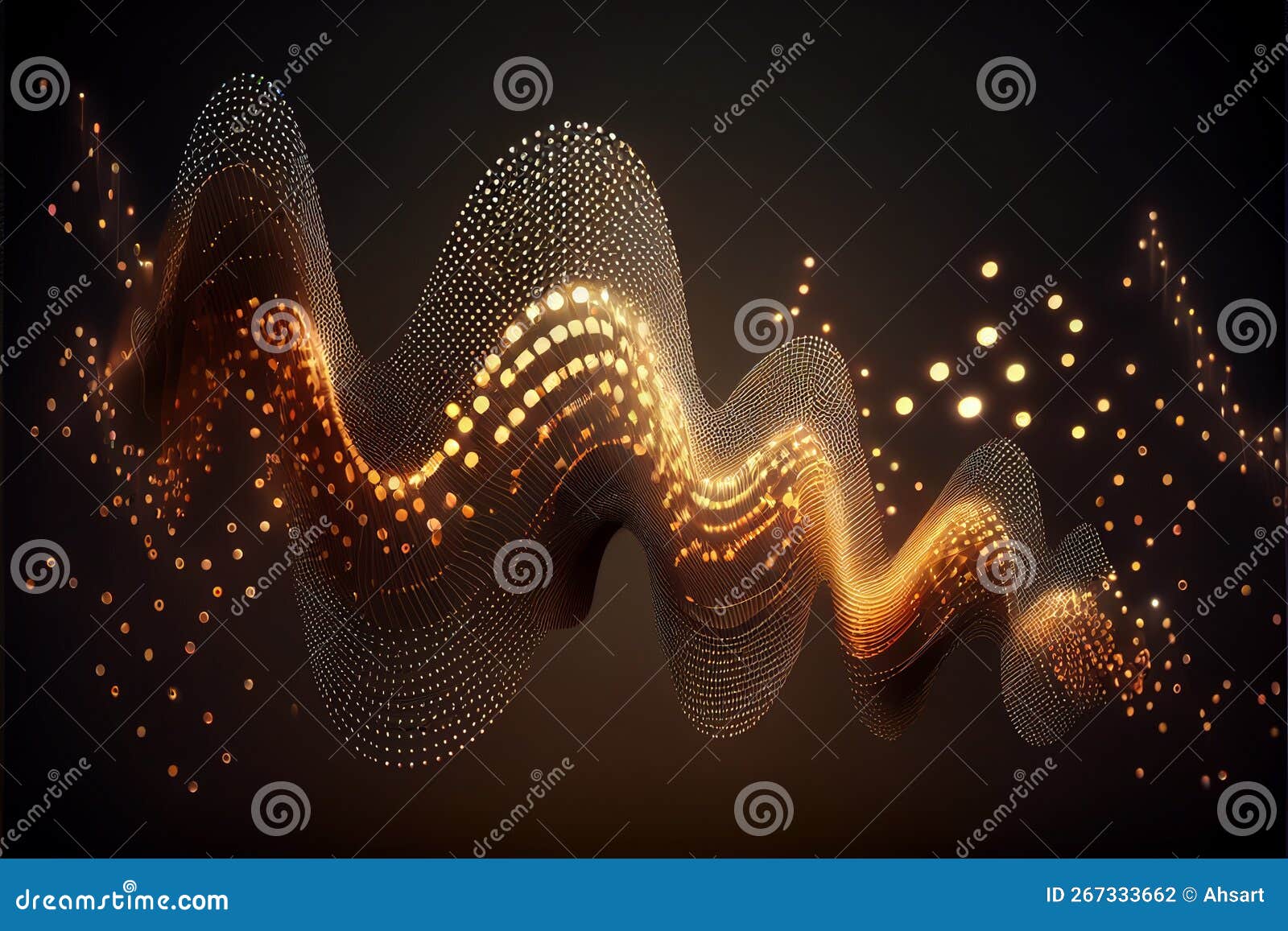 Technological Background with Orange Particles. Illustration 3d Stock ...