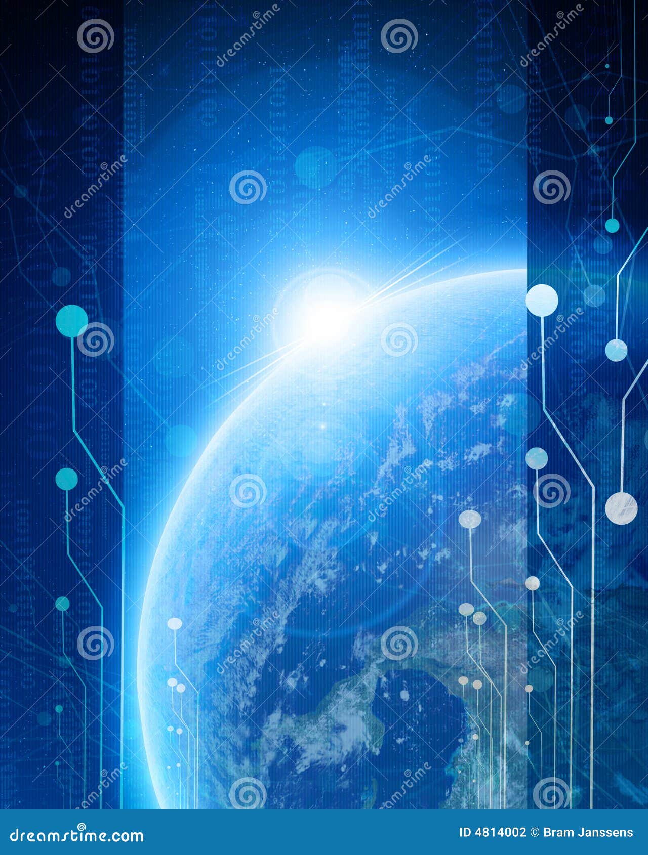 Technological Blue Planet Earth Stock Illustration - Illustration of ...